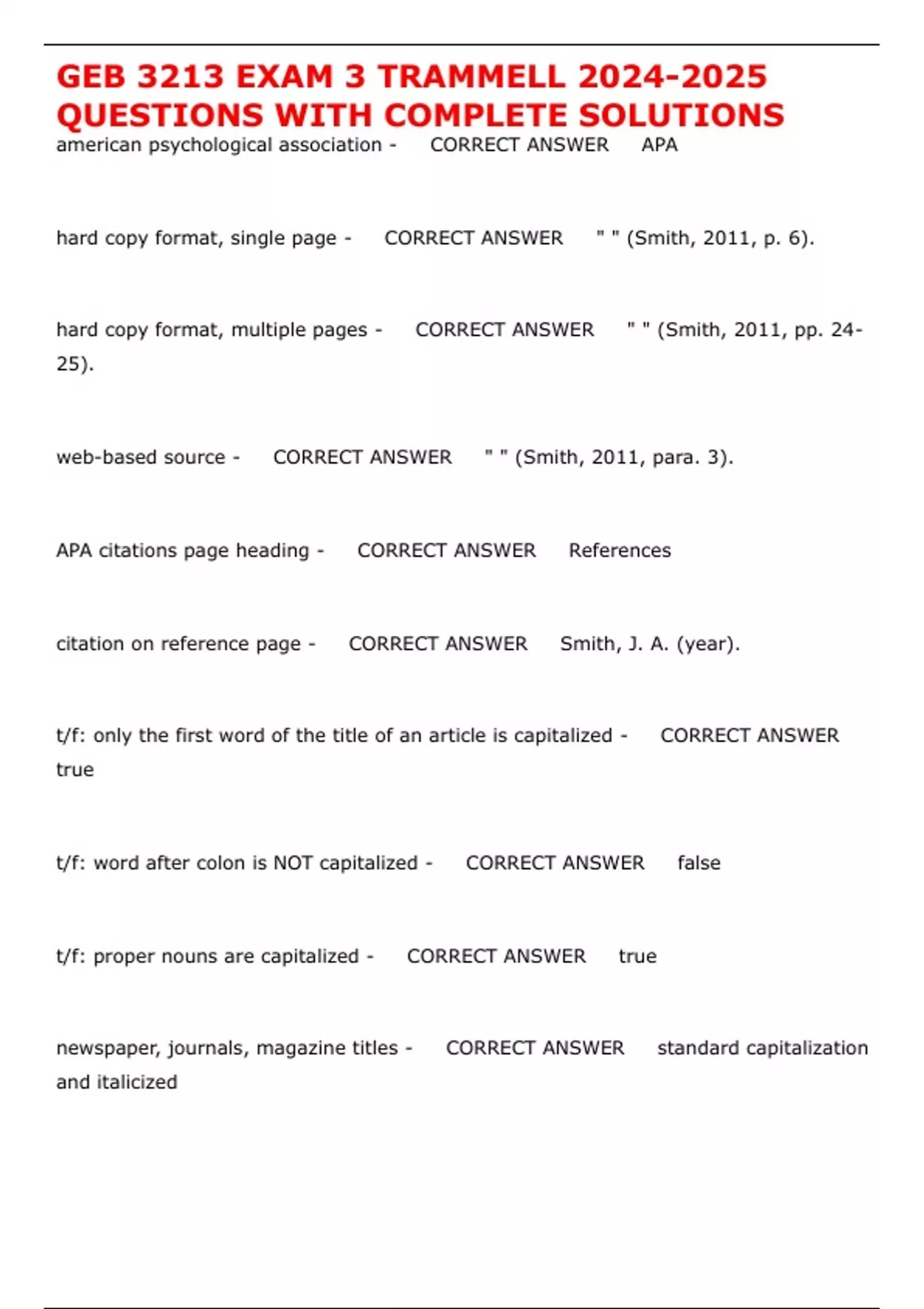 GEB 3213 EXAM 3 TRAMMELL QUESTIONS WITH COMPLETE SOLUTIONS - GEB 3213 - Stuvia US