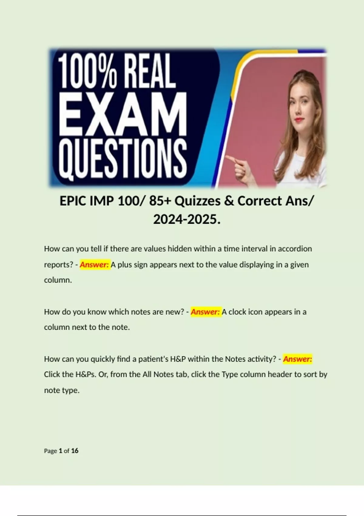EPIC IMP 100/ 85+ Quizzes & Correct Ans/ . - EPIC IMP 100 - Stuvia US