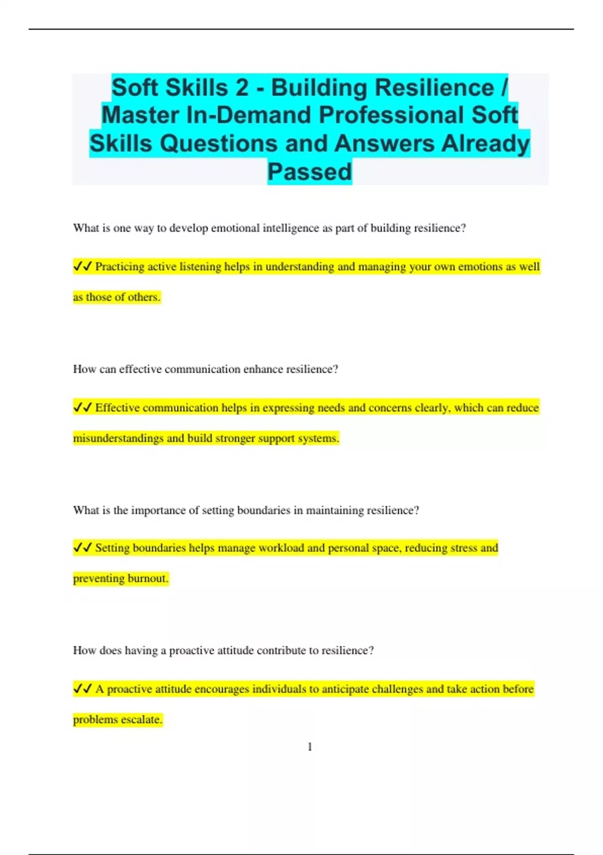 Soft Skills 2 - Building Resilience / Master In-Demand Professional ...