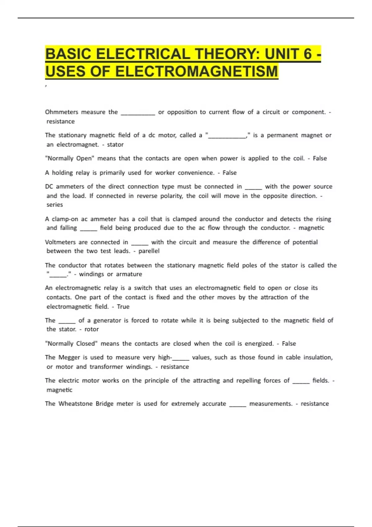 Basic Electrical Theory: Unit 6 - Uses of Electromagnetism - Basic ...