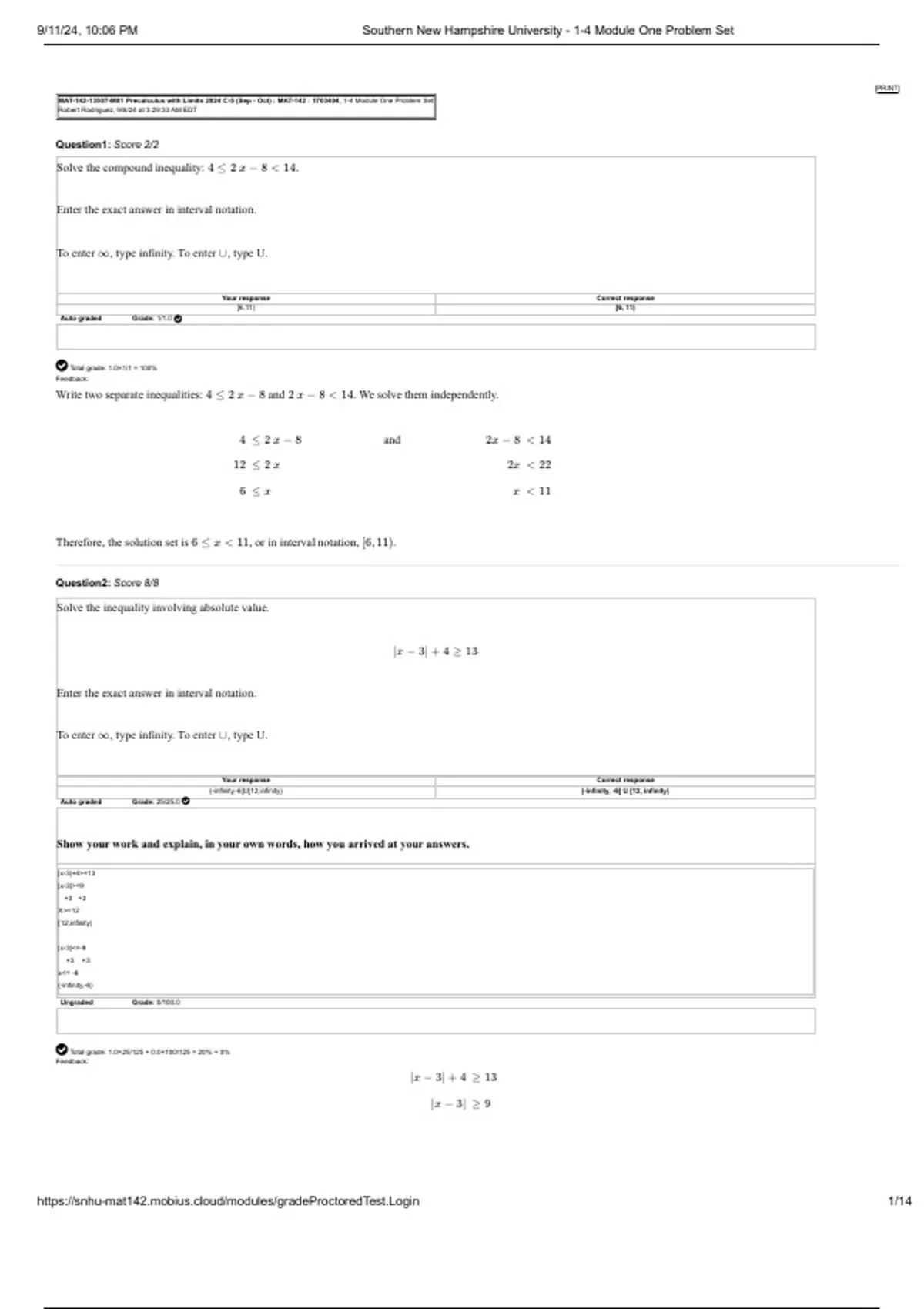 Southern New Hampshire University MATH 142 1-4 Module One Problem Set Solved 2024/2025. - MAT ...