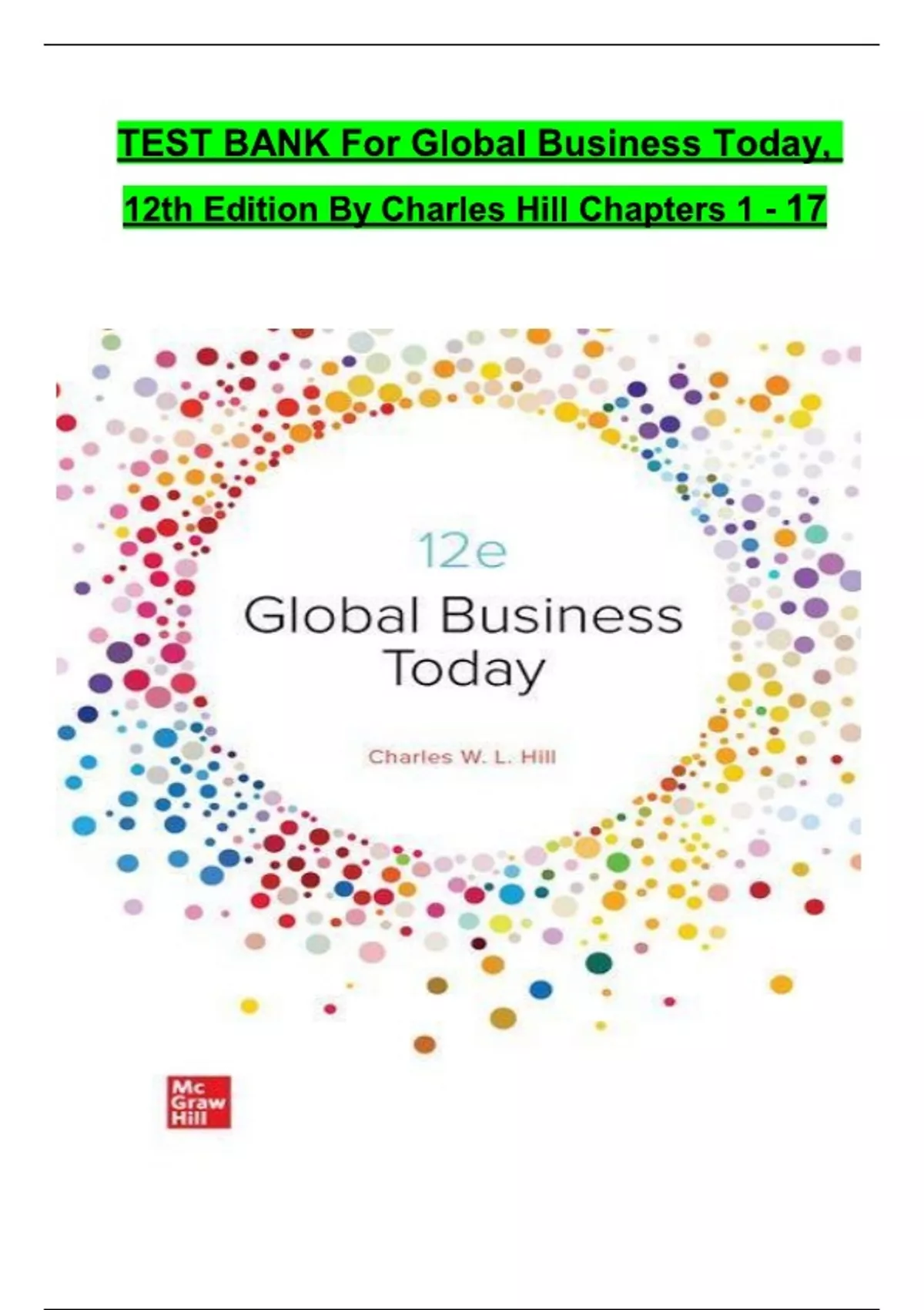 TEST BANK For Global Business Today, 12th Edition By Charles Hill ...