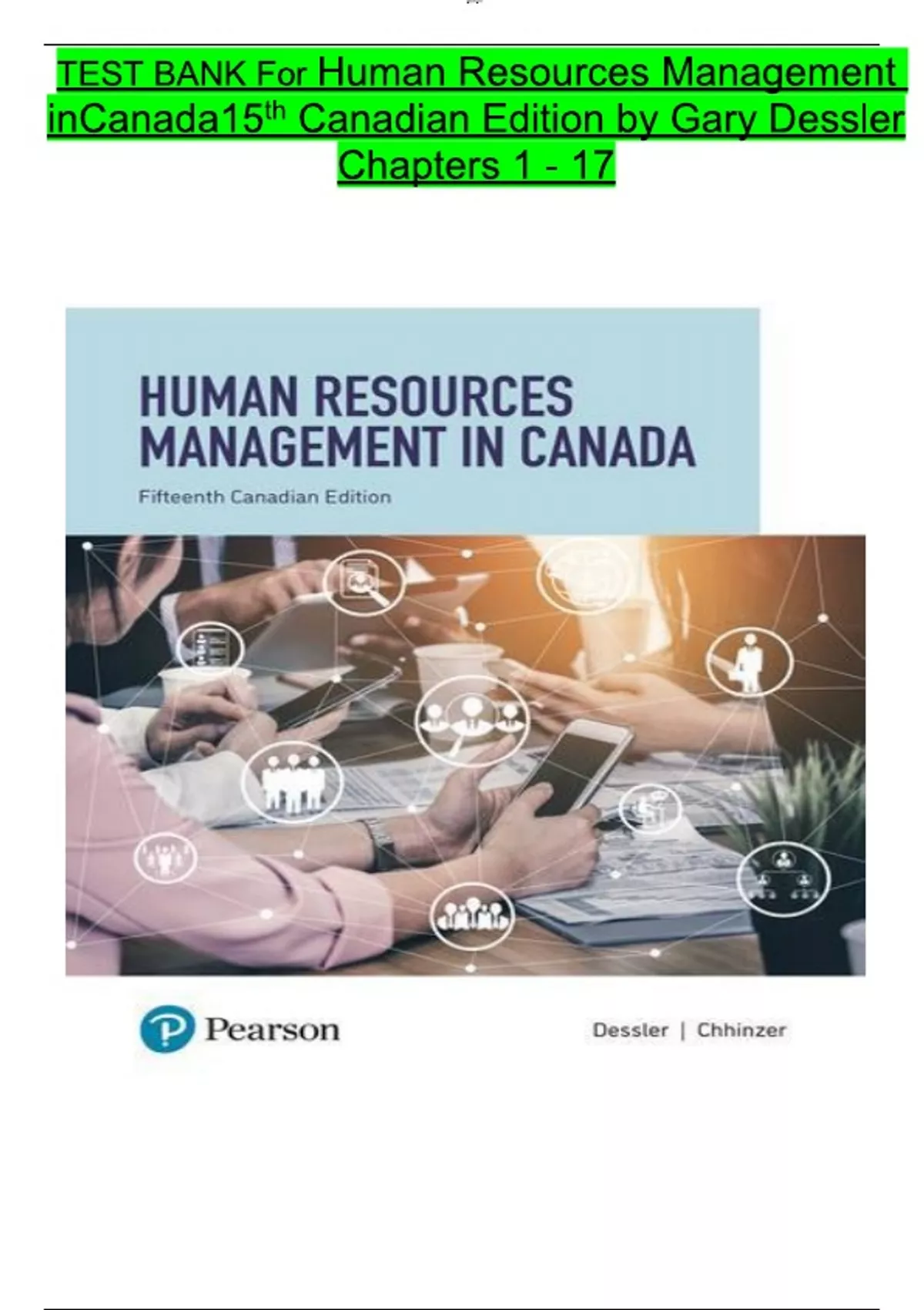 TEST BANK - Human Resources Management in Canada 15th Edition By Gary ...