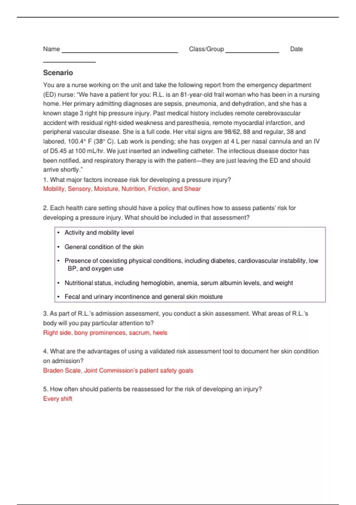 case_study_pressure_ulcer_student - CNA - Certified Nursing Assistant ...