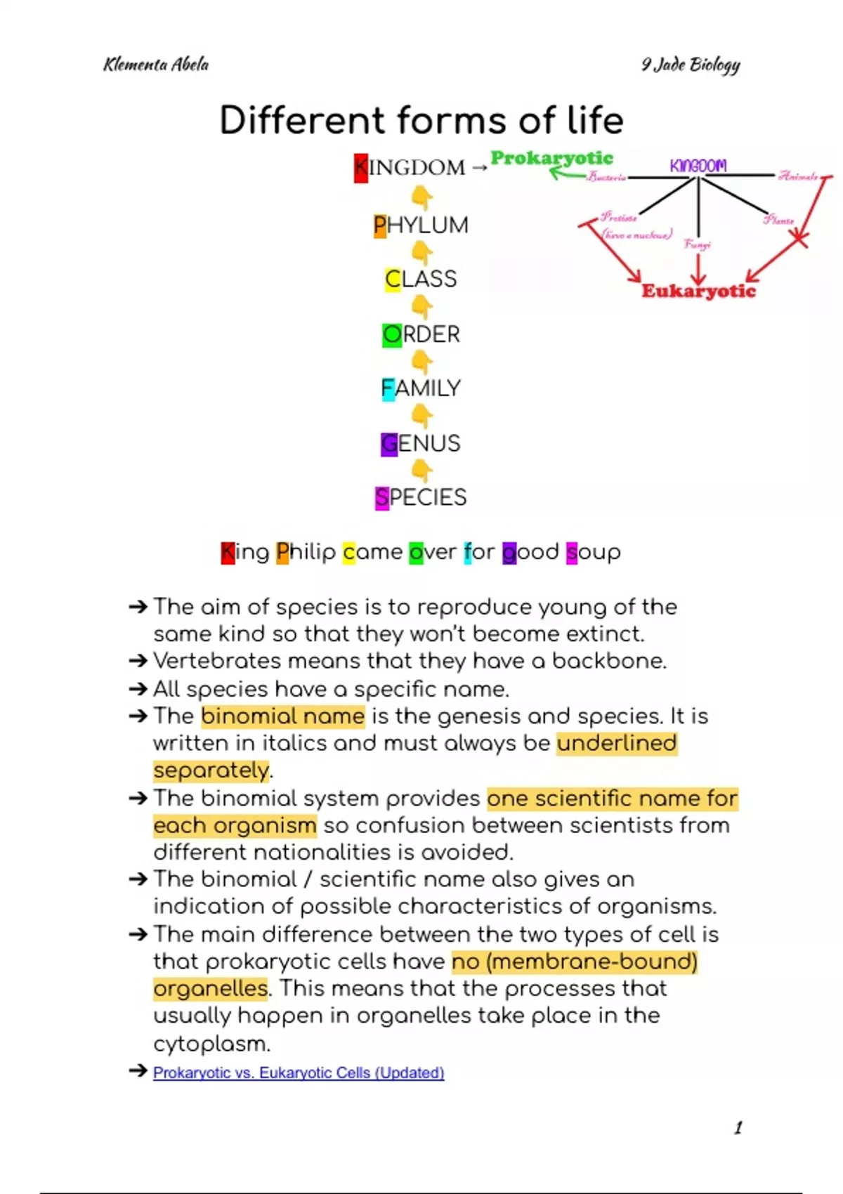 Class notes Biology Different Forms of life - Biology - Stuvia US