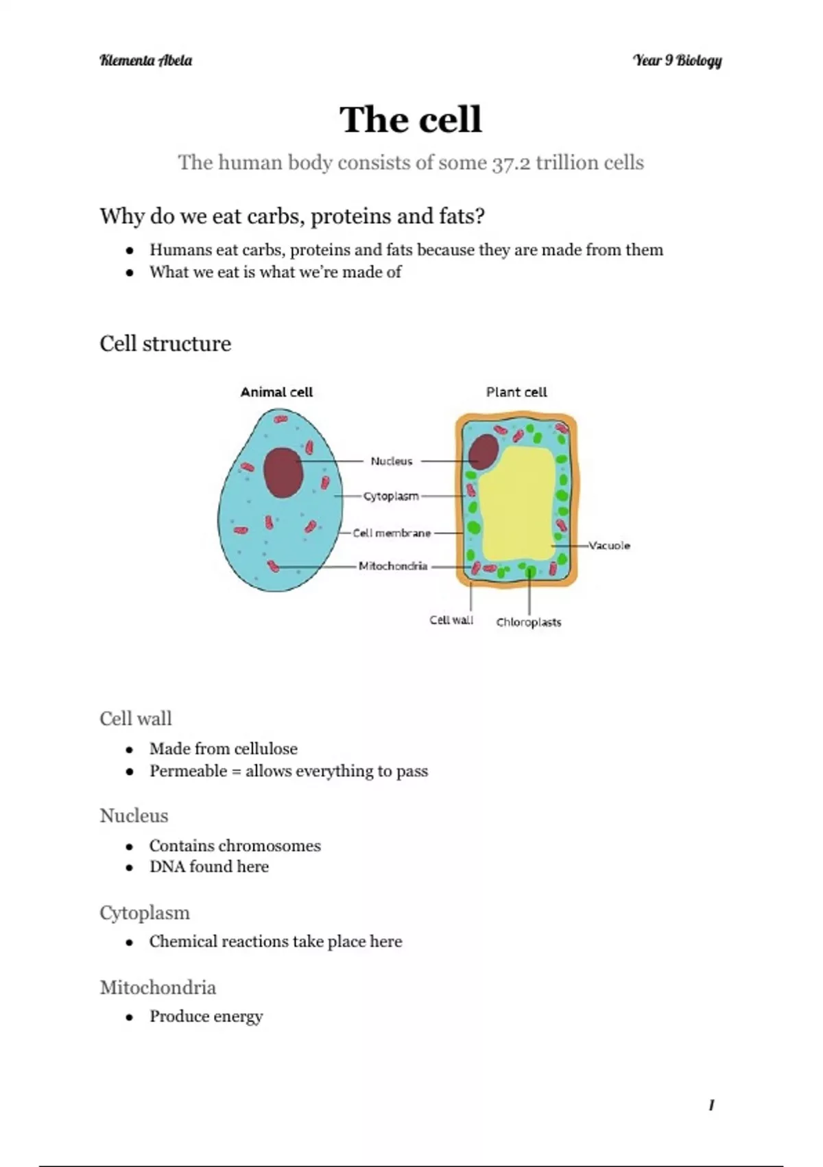 Class notes Biology Chp2 Cells - Biology - Stuvia US