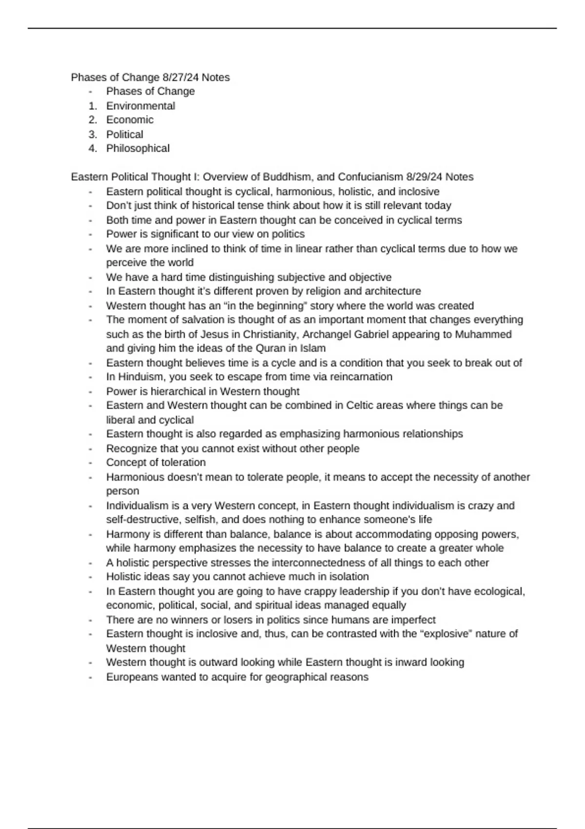 Political Thought Notes- Phases of Change, Eastern Thought Buddhism and ...