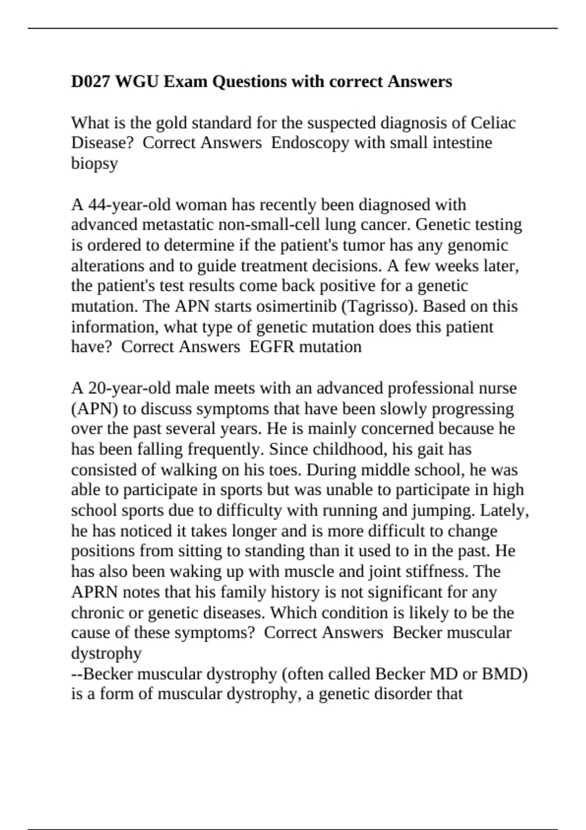 WGU D027 Western Governors University -D027 WGU Exam Questions with ...