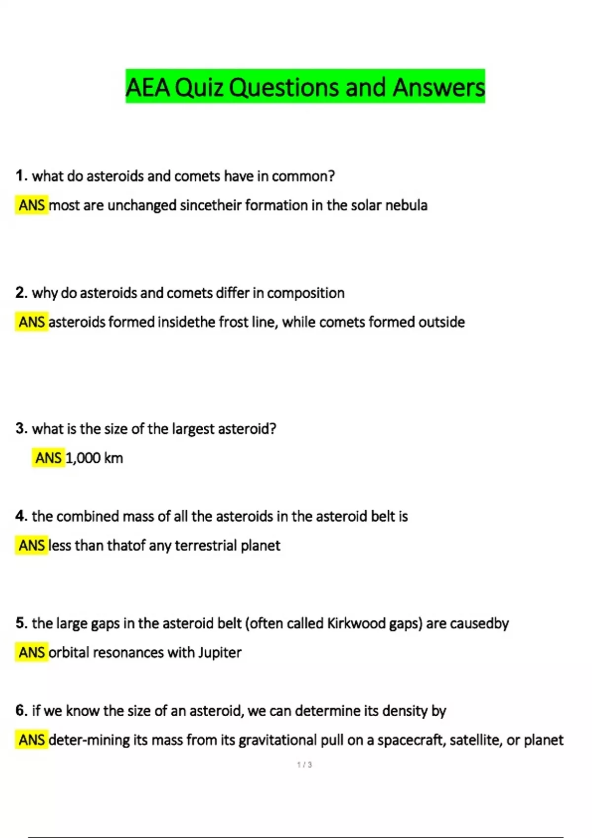 AEA Quiz Questions and Answers Questions and Verified Answers (2024 / ...