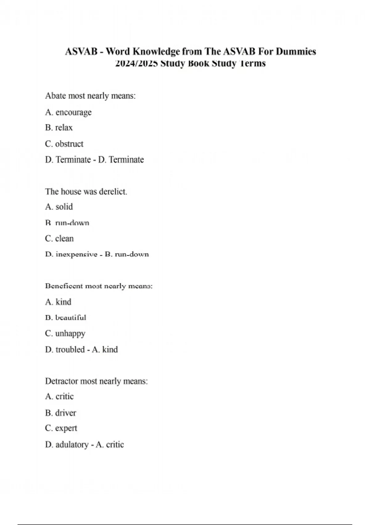 ASVAB - Word Knowledge from The ASVAB For Dummies 2024/2025 Study Book ...