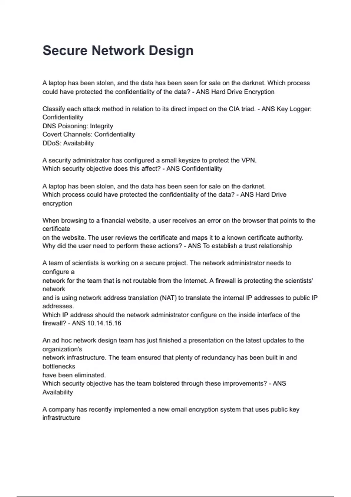 Secure Network Design Exam 2024/2025 Questions With Completed & Verified Solutions. - WGU D482 ...