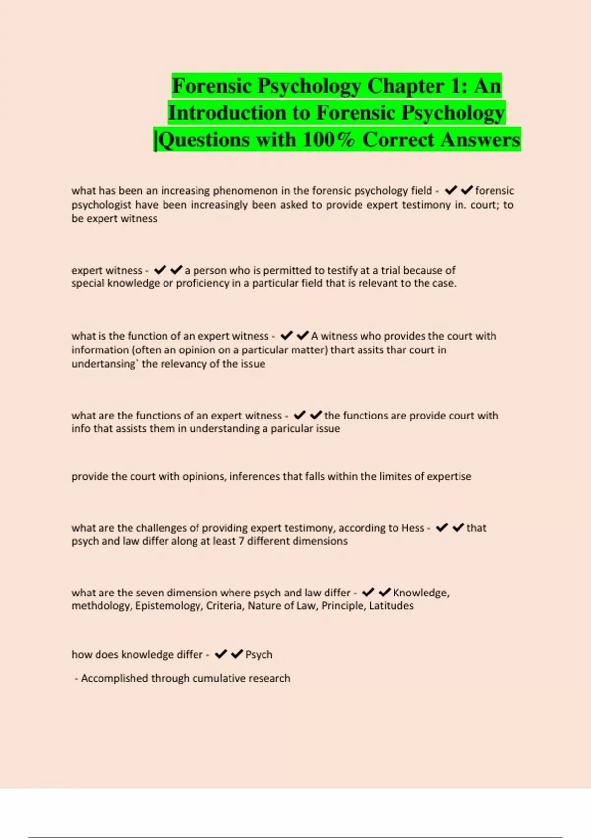 Forensic Psychology Chapter 1: An Introduction to Forensic Psychology ...