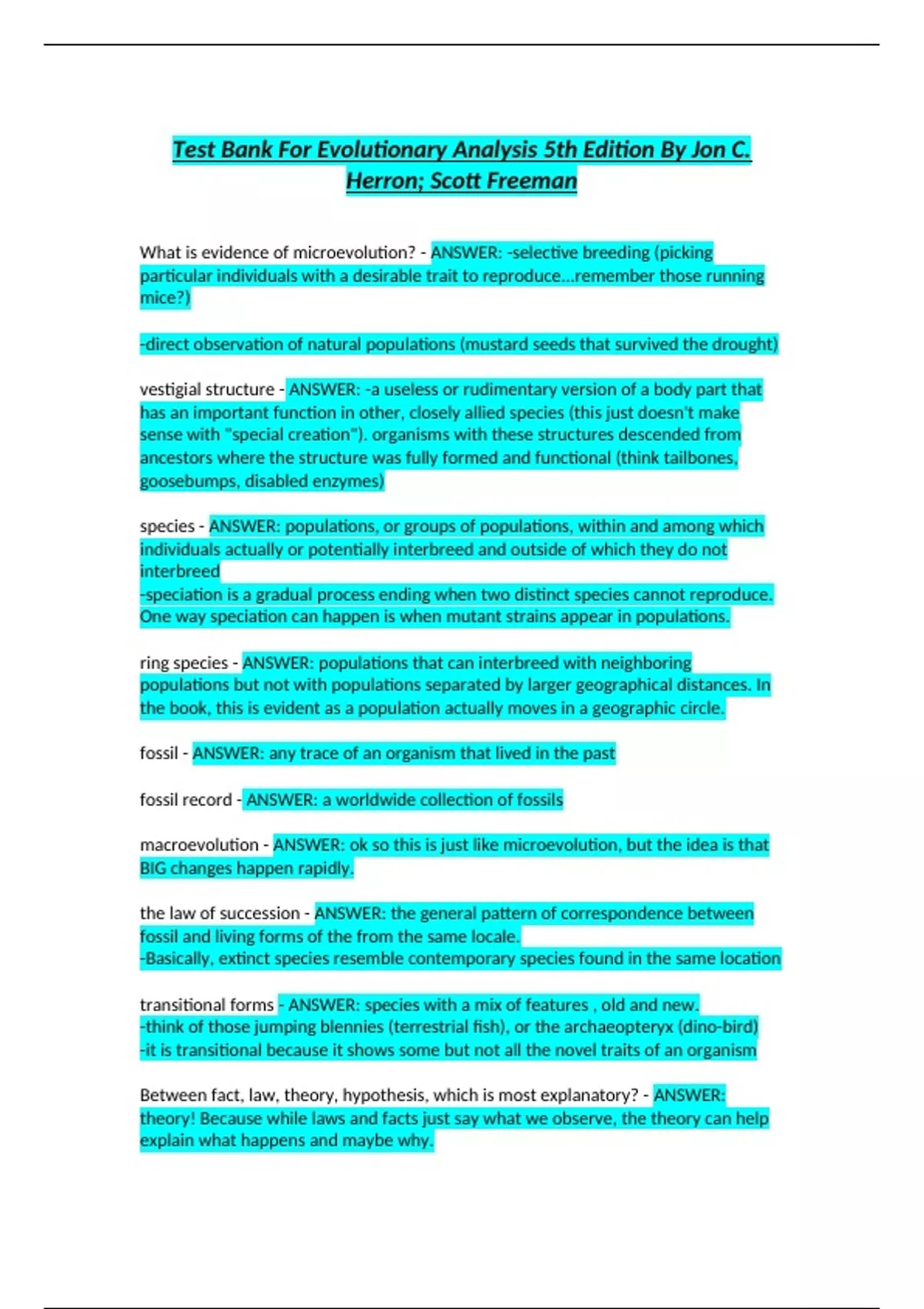 Evolutionary Analysis 5th Edition By Jon C. Herron; Scott Freeman ...