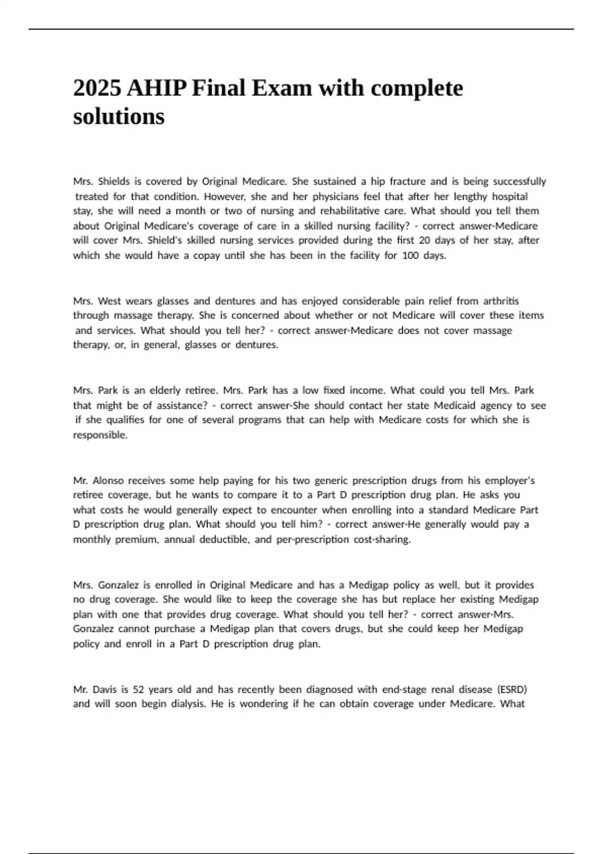 2025 AHIP Final Exam with complete solutions - AHIP - Stuvia US