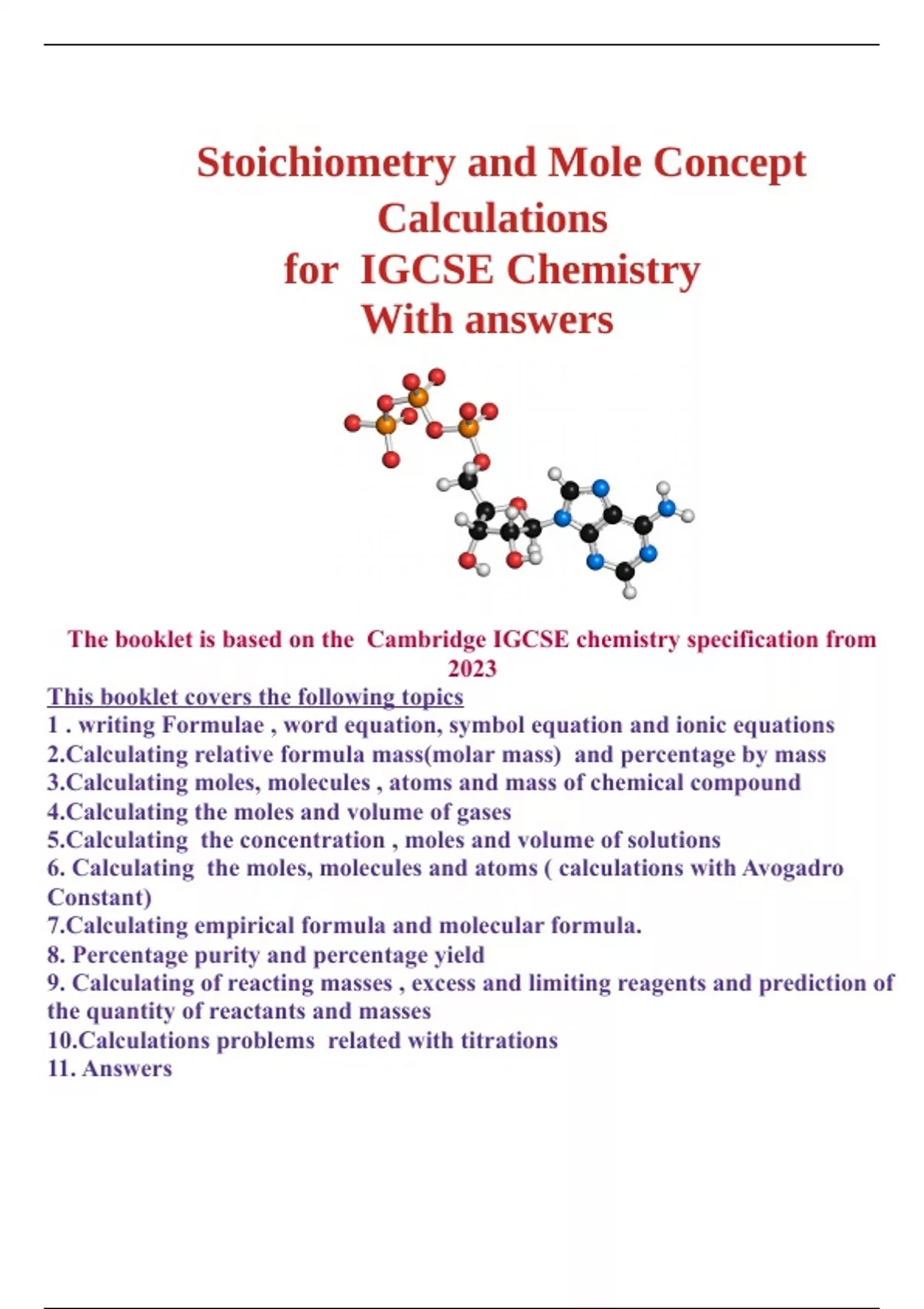 Summary The Exam Style Practice Questions With Answers Based On The New Igcse Specification For