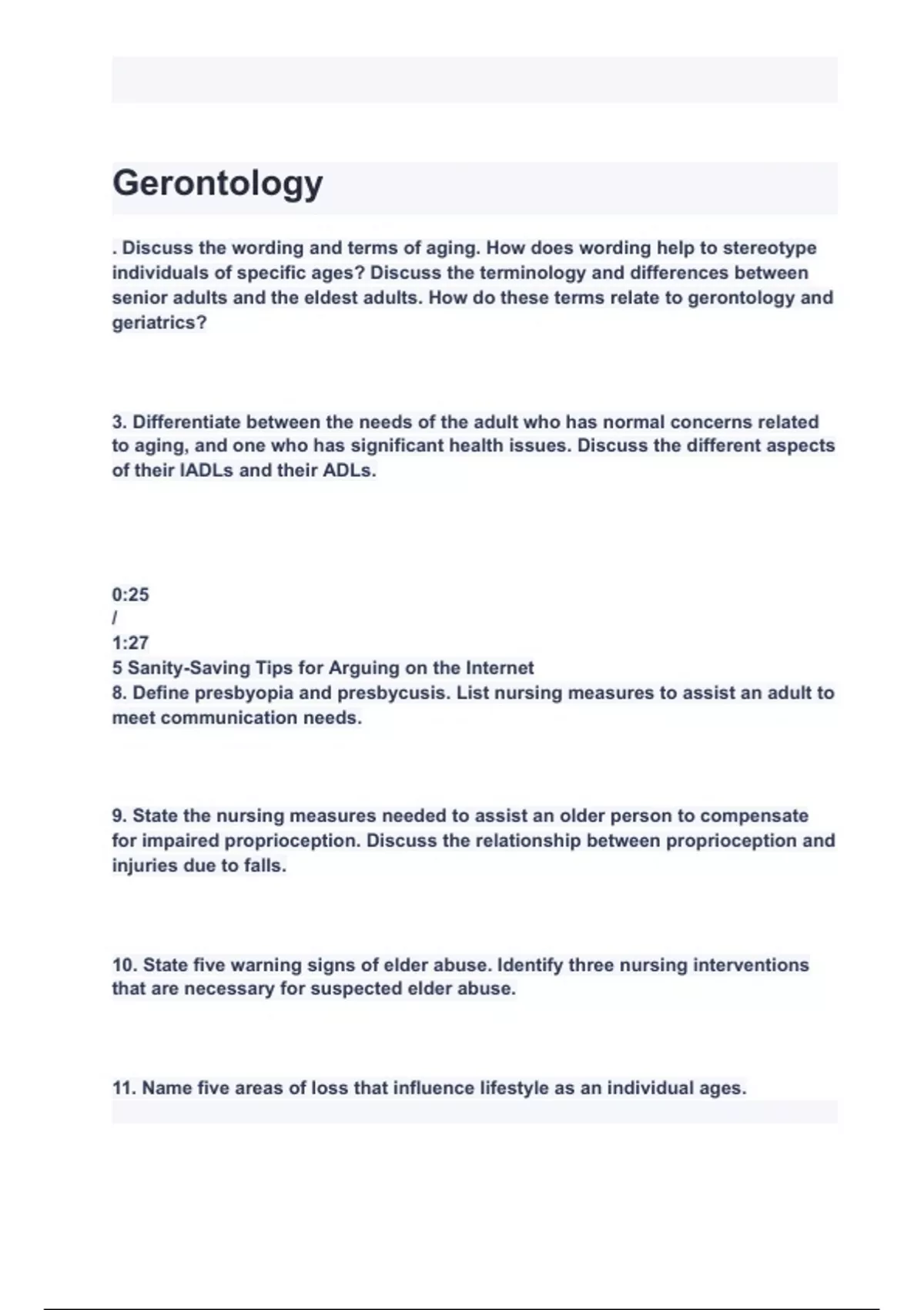 Gerontology Exam Questions with complete solutions latest 2024/2025( A+ ...