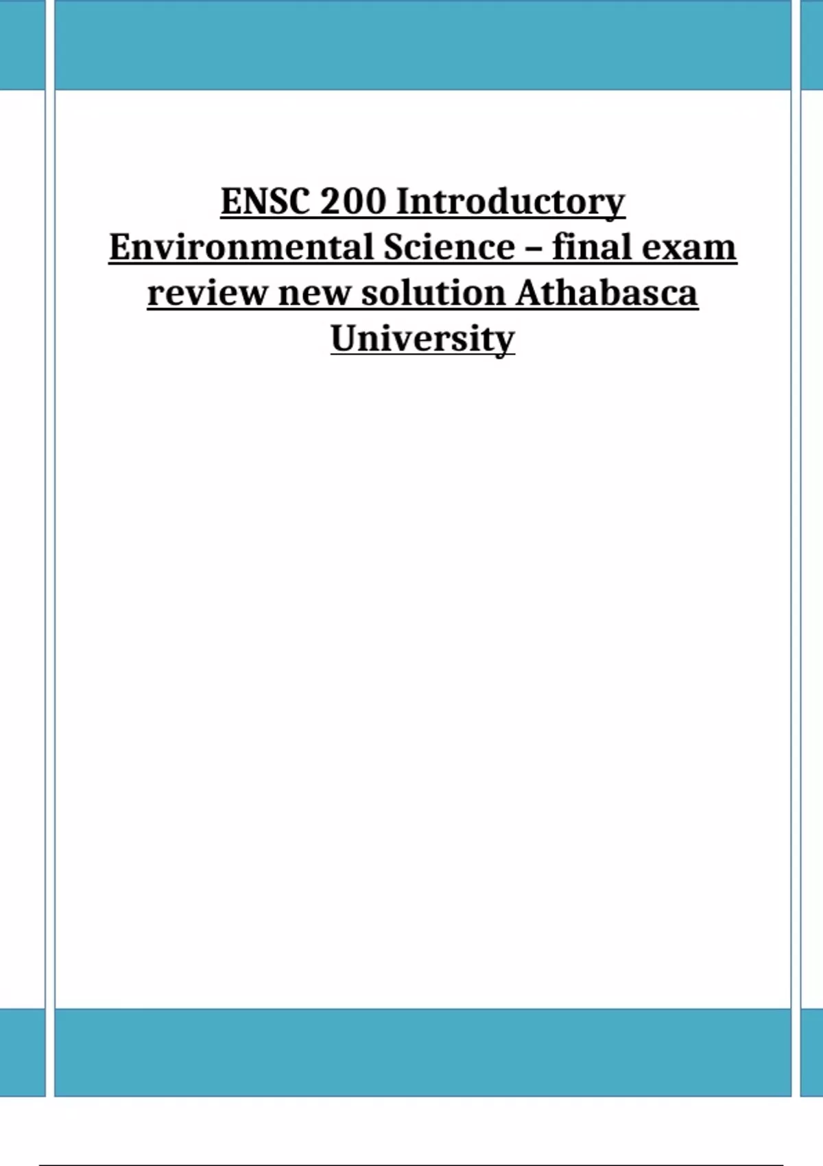 ENSC 200 Introductory Environmental Science – final exam review new ...