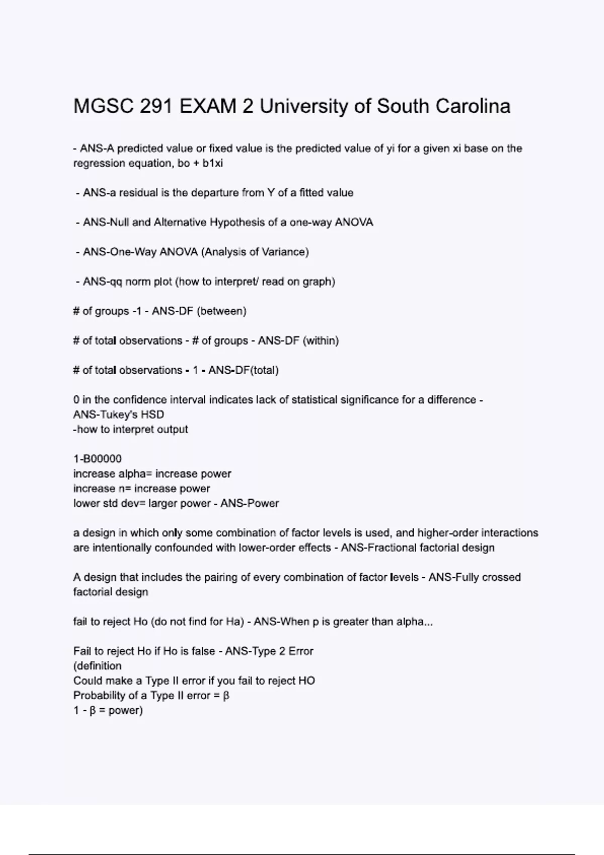 MGSC 291 EXAM 2 University of South Carolina Questions & 100% Verified ...