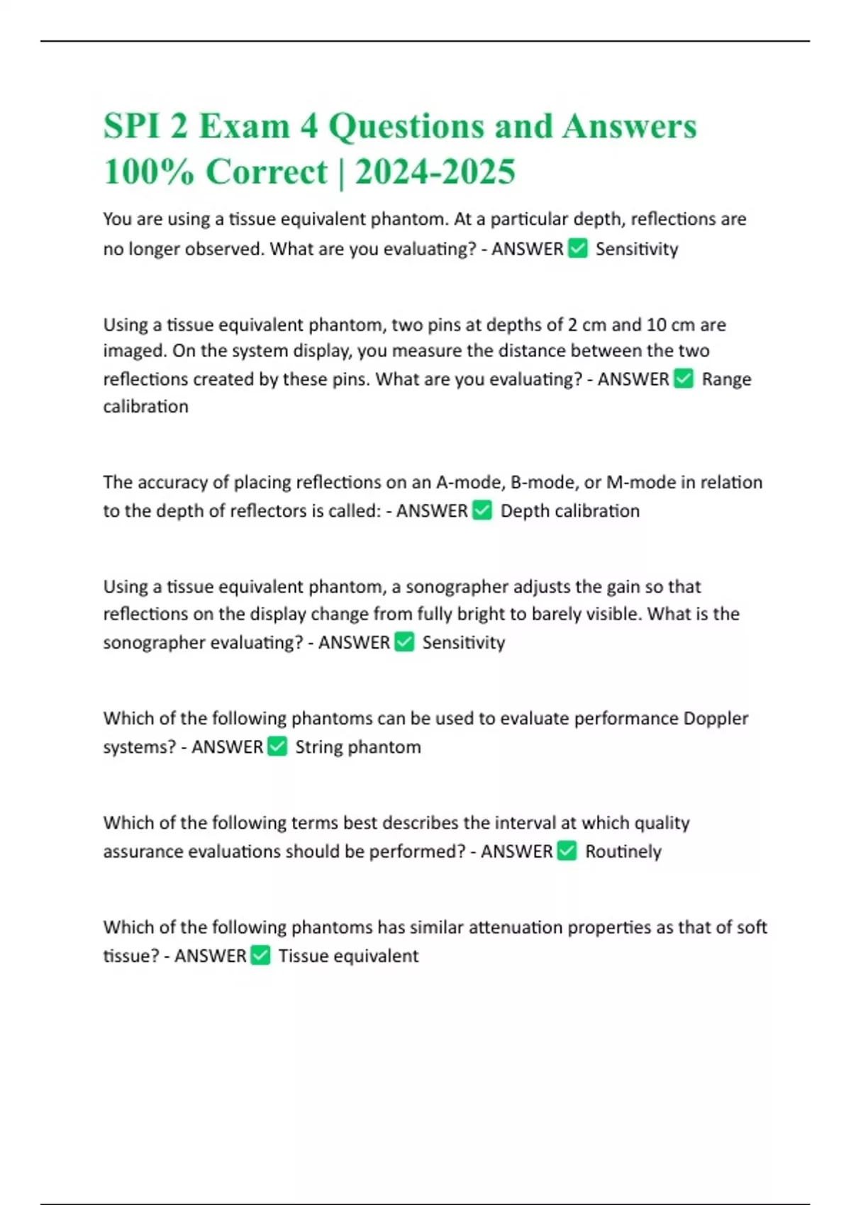 SPI 2 Exam 4 Questions and Answers 100% Correct | - SPI - Stuvia US