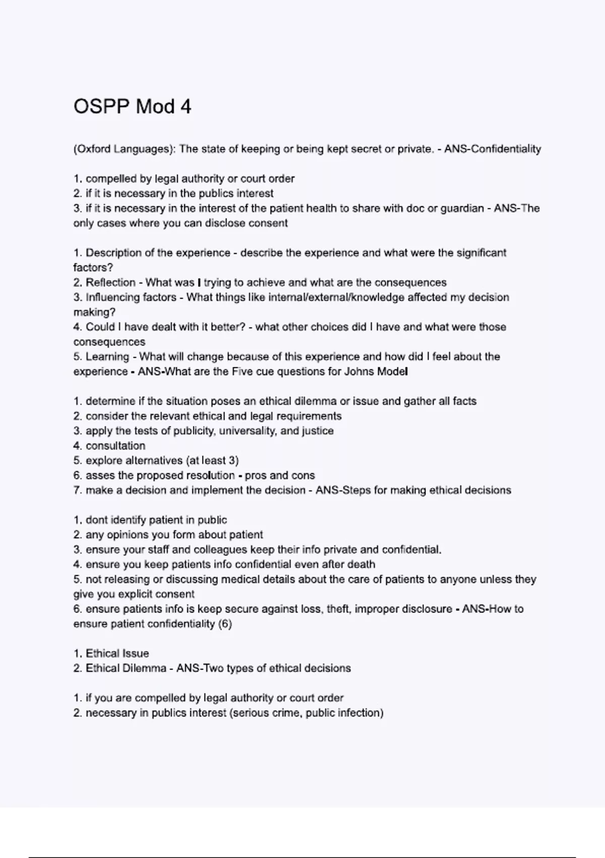 OSPP Mod 4 Questions & 100% Verified Correct Answers with complete ...