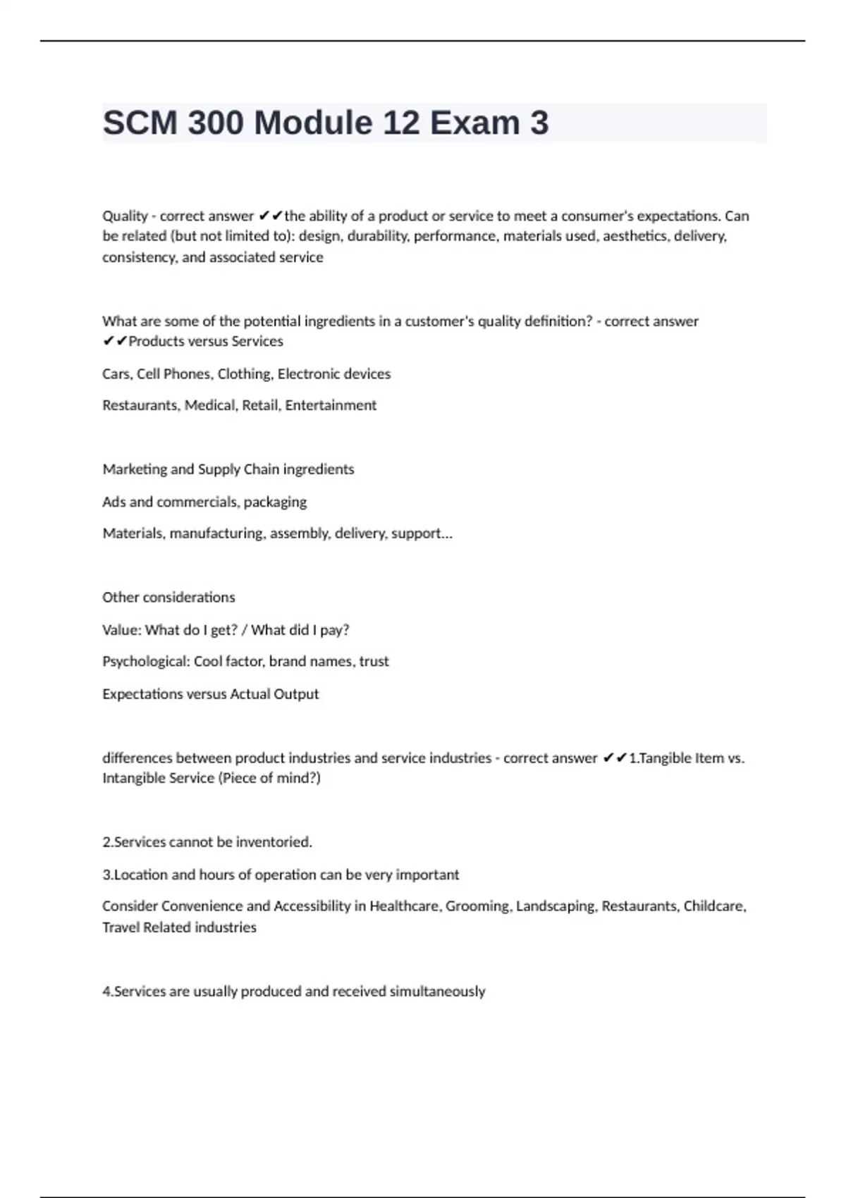SCM 300 Module 12 Exam 3 with 100% correct answers - SCM 300 - Stuvia US