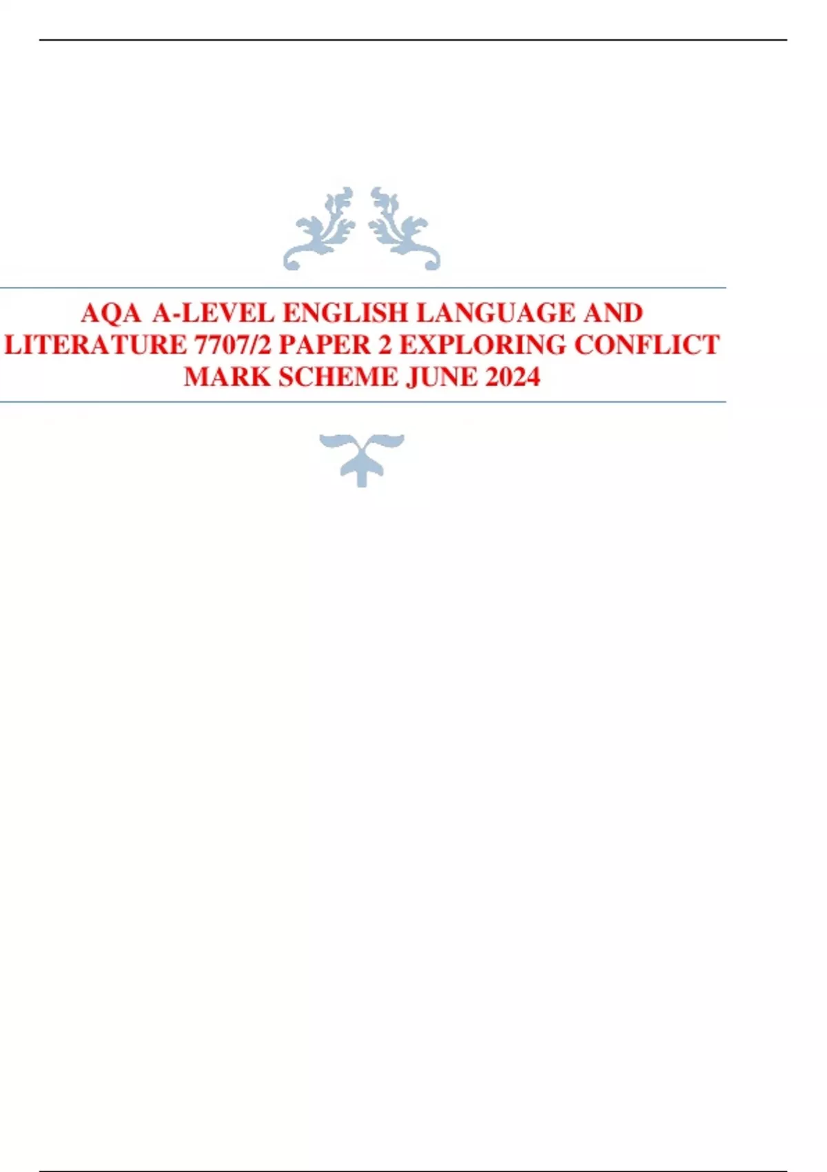 AQA A-LEVEL ENGLISH LANGUAGE AND LITERATURE 7707/2 PAPER 2 EXPLORING ...
