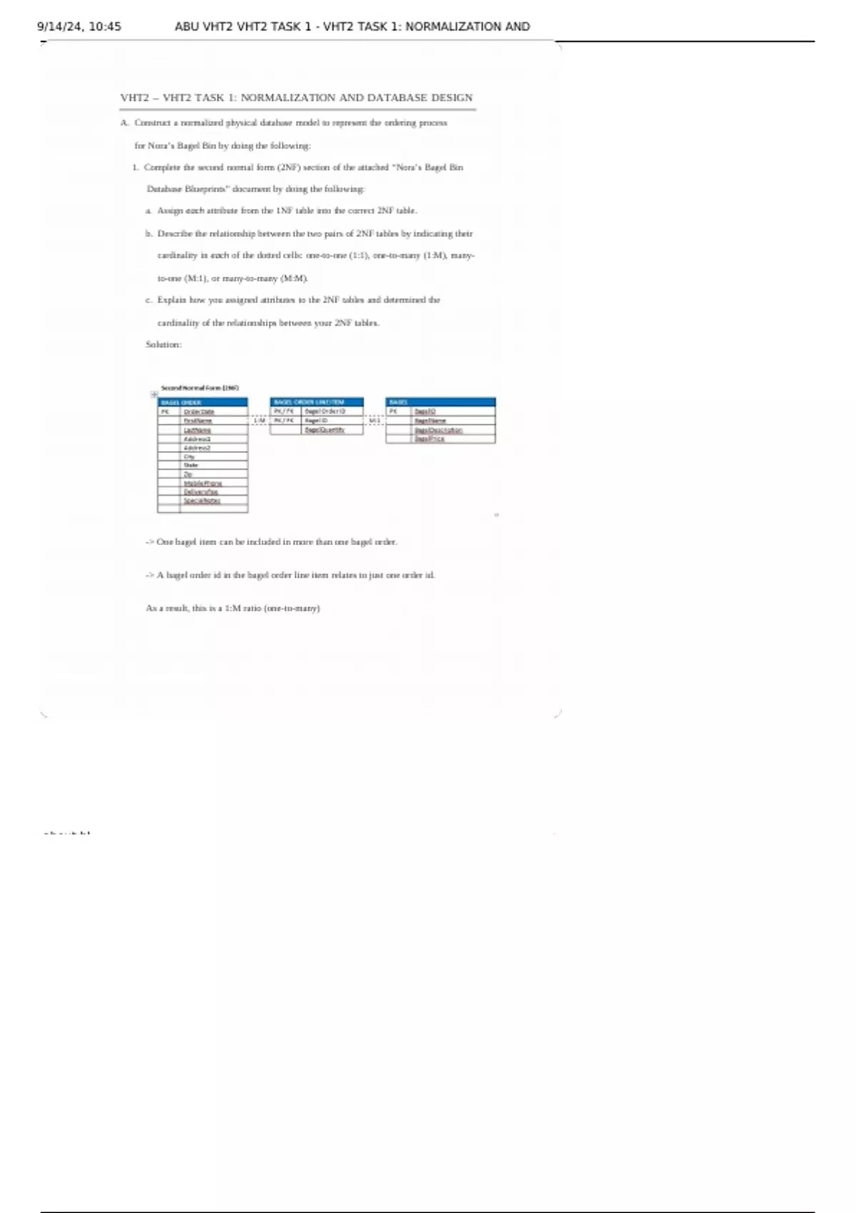 ABU VHT2 VHT2 TASK 1 - VHT2 TASK 1: NORMALIZATION AND DATABASE DESIGN - Data Management ...