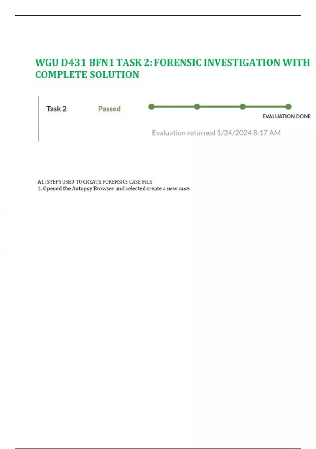 WGU D431 BFN1 TASK 2: FORENSIC INVESTIGATION WITH COMPLETE SOLUTION ...