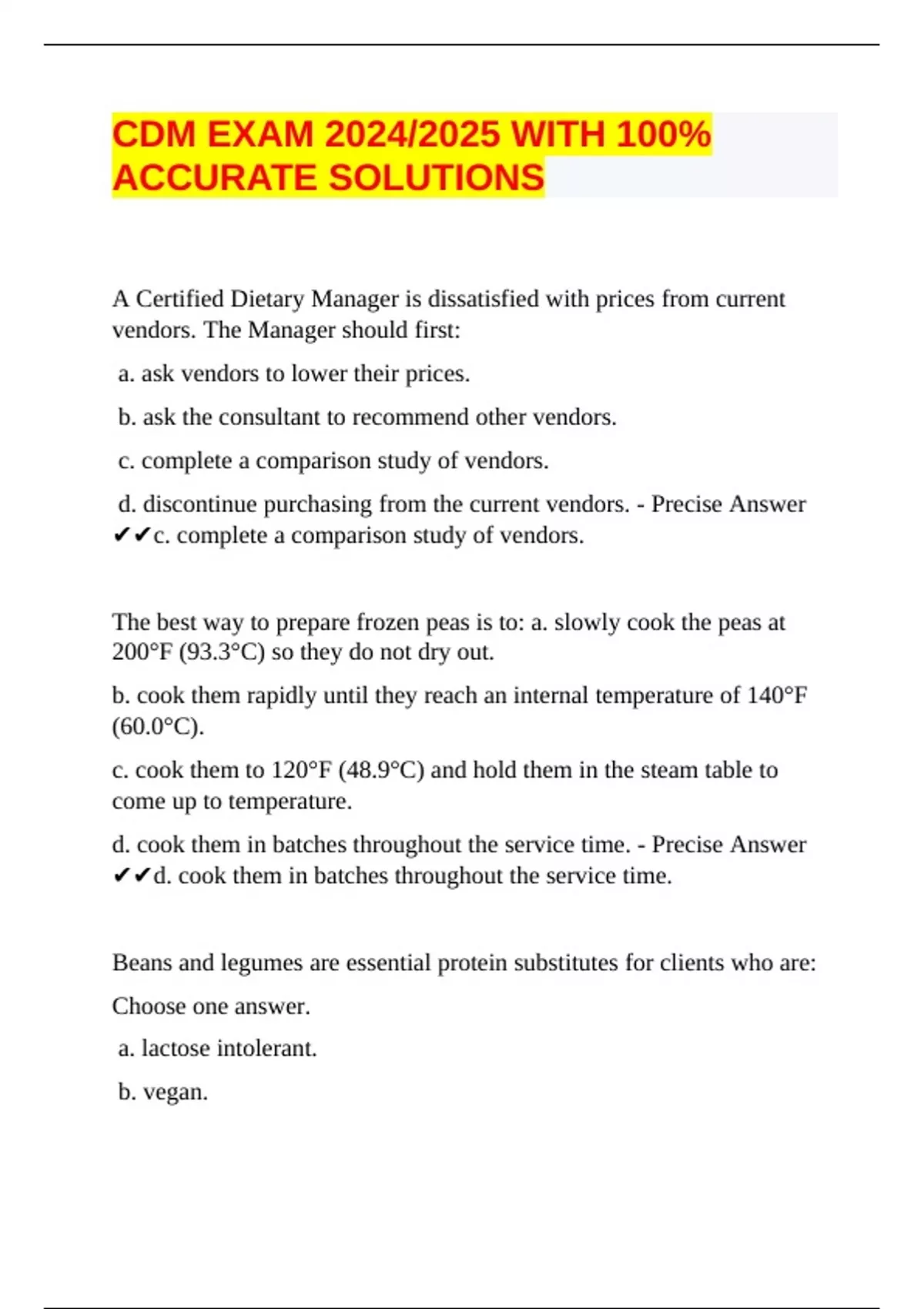 CDM EXAM 2024/2025 WITH 100% ACCURATE SOLUTIONS - CDM - Stuvia US