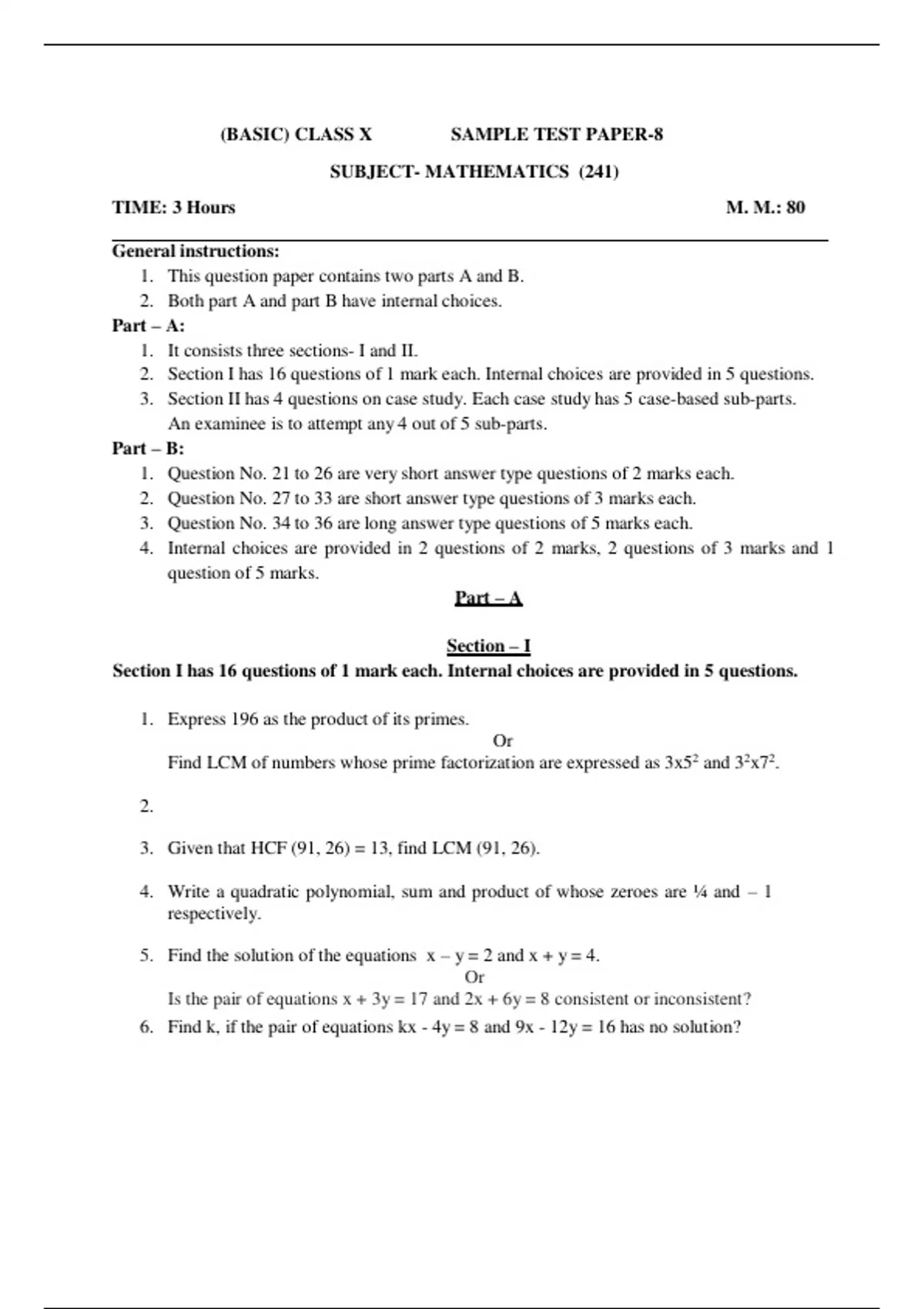 MOST IMPORTANT MATHS EXAM PAPER CLASS 10 - 8055 - Stuvia US