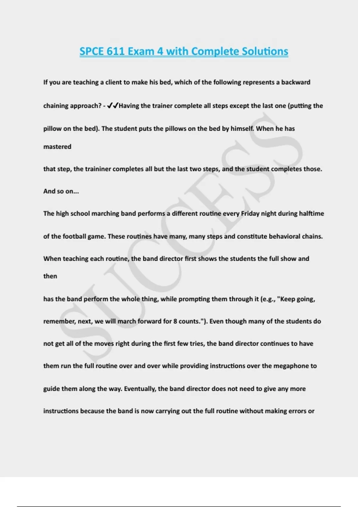 SPCE 611 Exam 4 with Complete Solutions - SPCE - Stuvia US