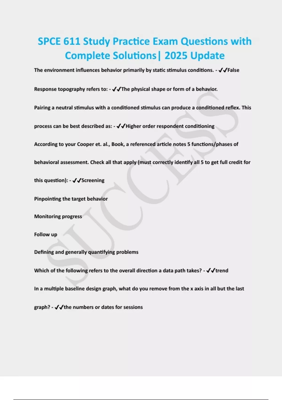 SPCE 611 Study Practice Exam Questions with Complete Solutions| 2025 ...