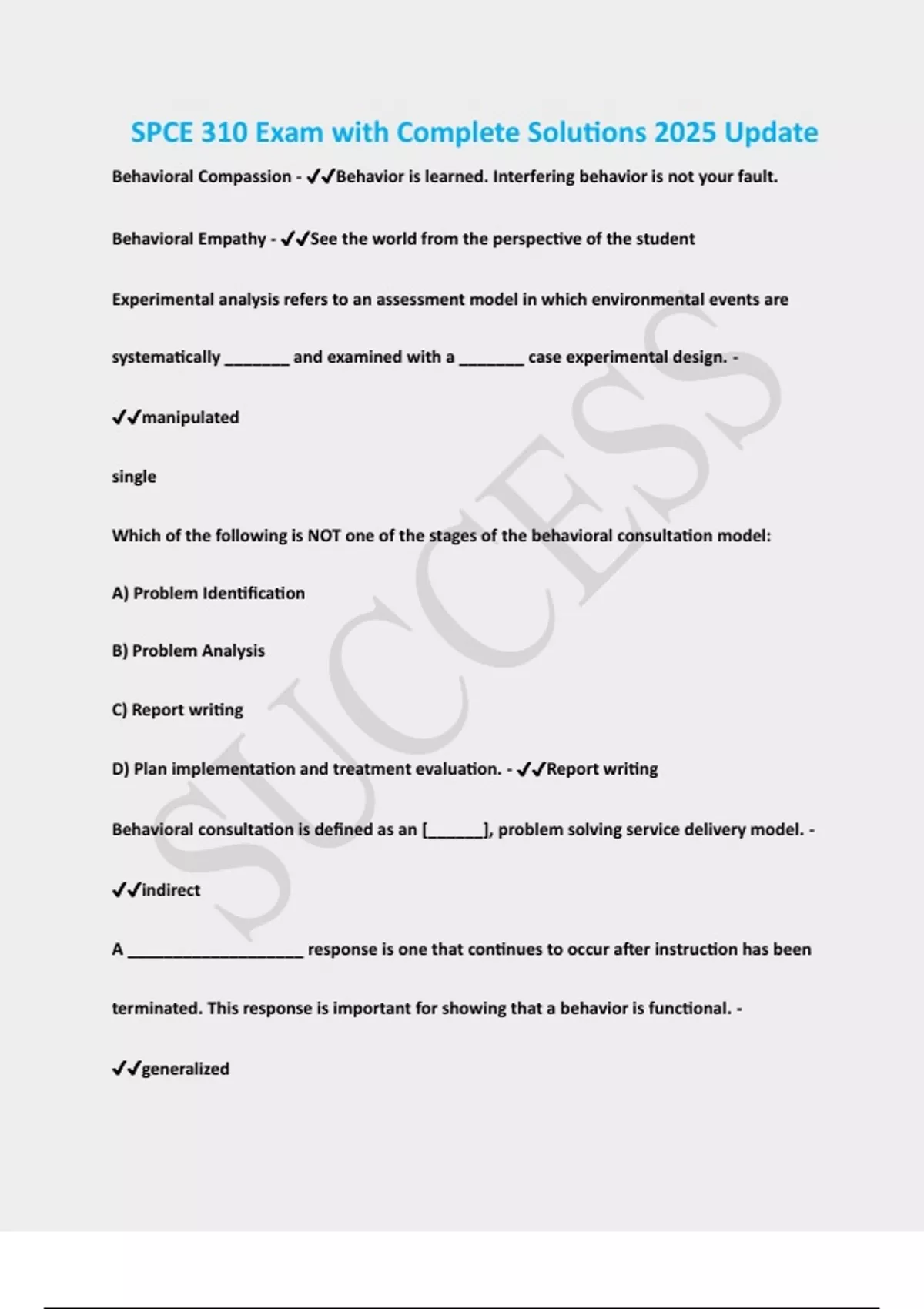 SPCE 310 Exam with Complete Solutions 2025 Update - SPCE - Stuvia US