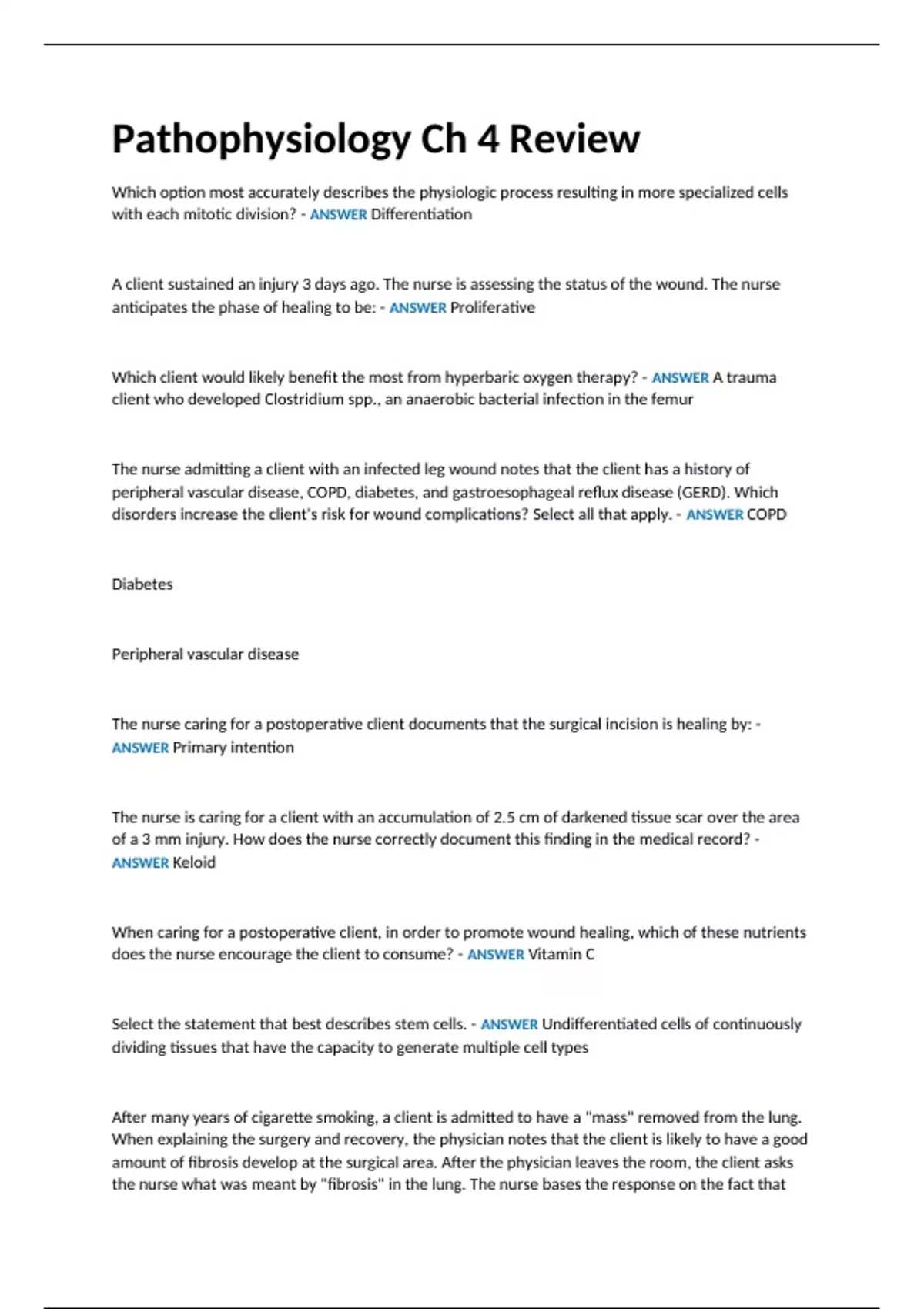 Pathophysiology Ch 4 Review - Pathophysiology Ch 4 - Stuvia US