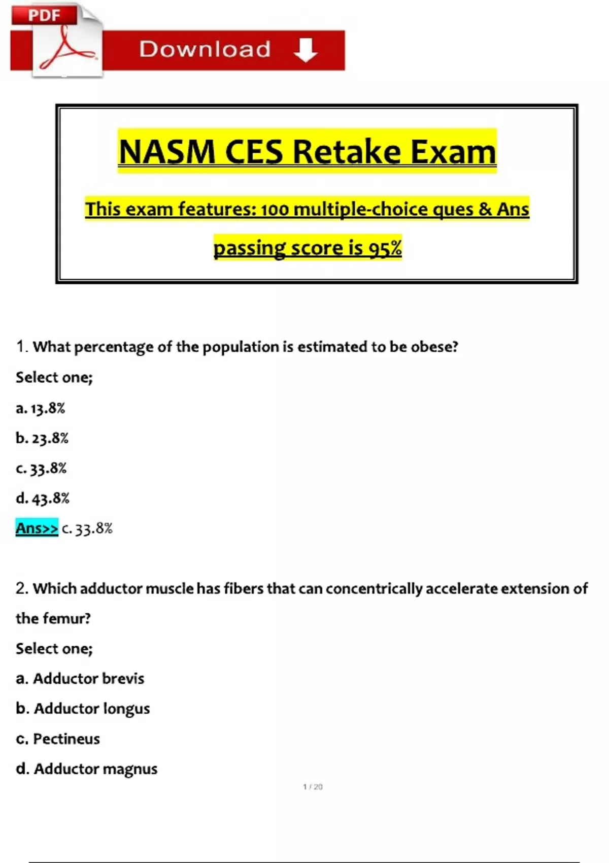 (2024 / 2025) NASM CES Exam Retake Questions with Verified Answers, 100% Guarantee Pass Score ...