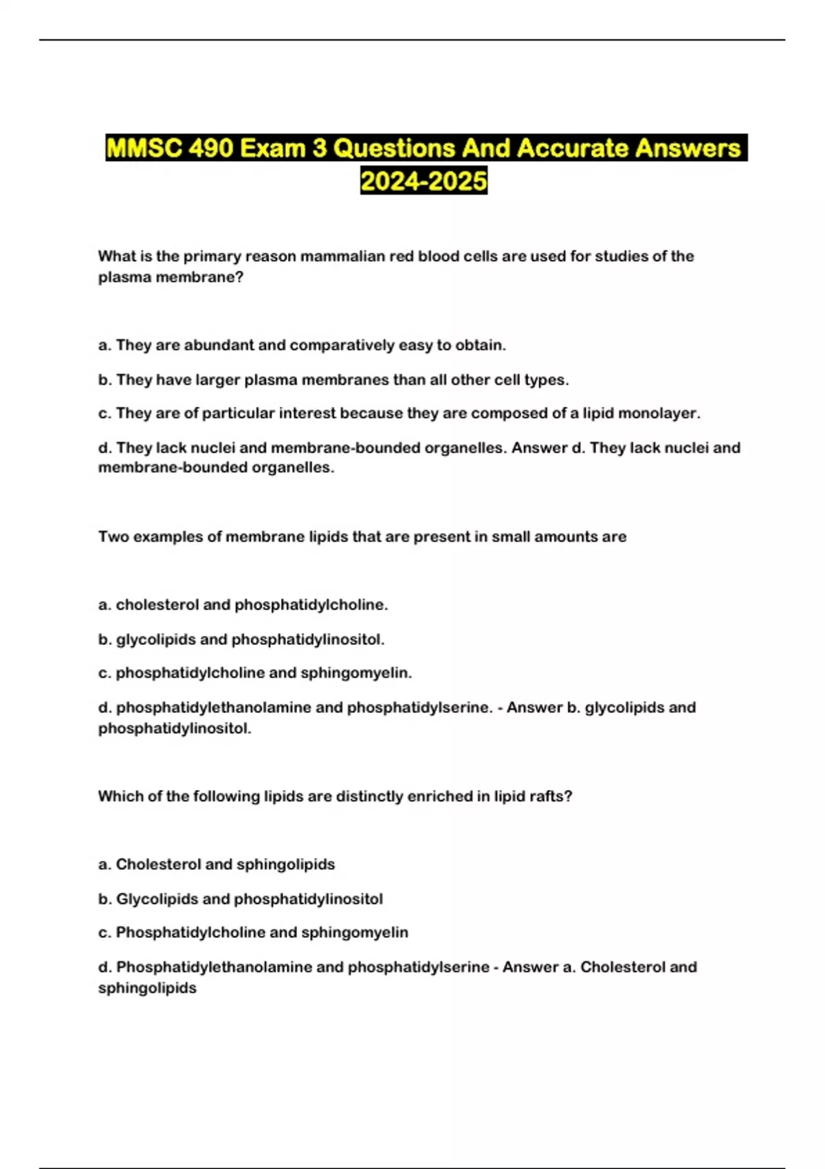 MMSC 490 Exam 3 Questions And Accurate Answers - MMSC 490 - Stuvia US