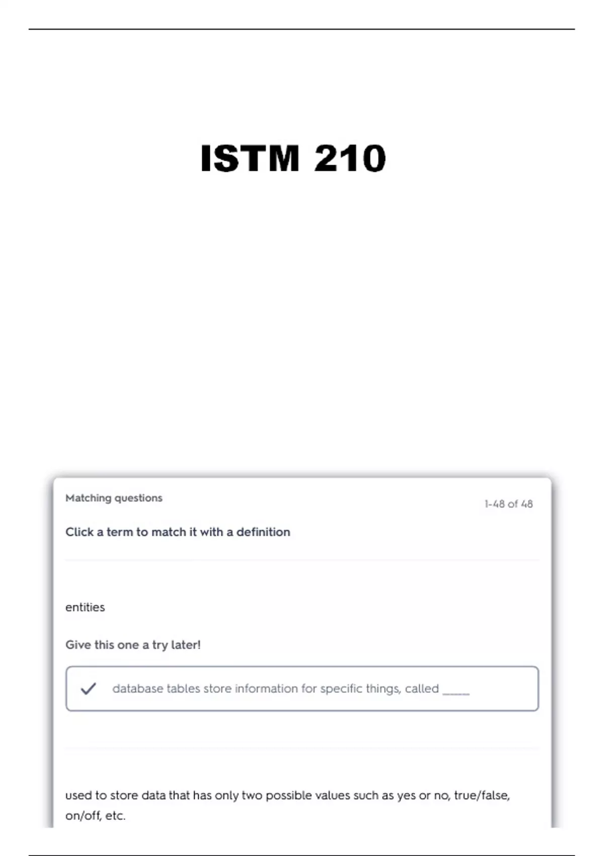 ISTM 210 PHINNEY ACCESS TERMS QUESTIONS AND ANSWERS - ISTM 210 - Stuvia US