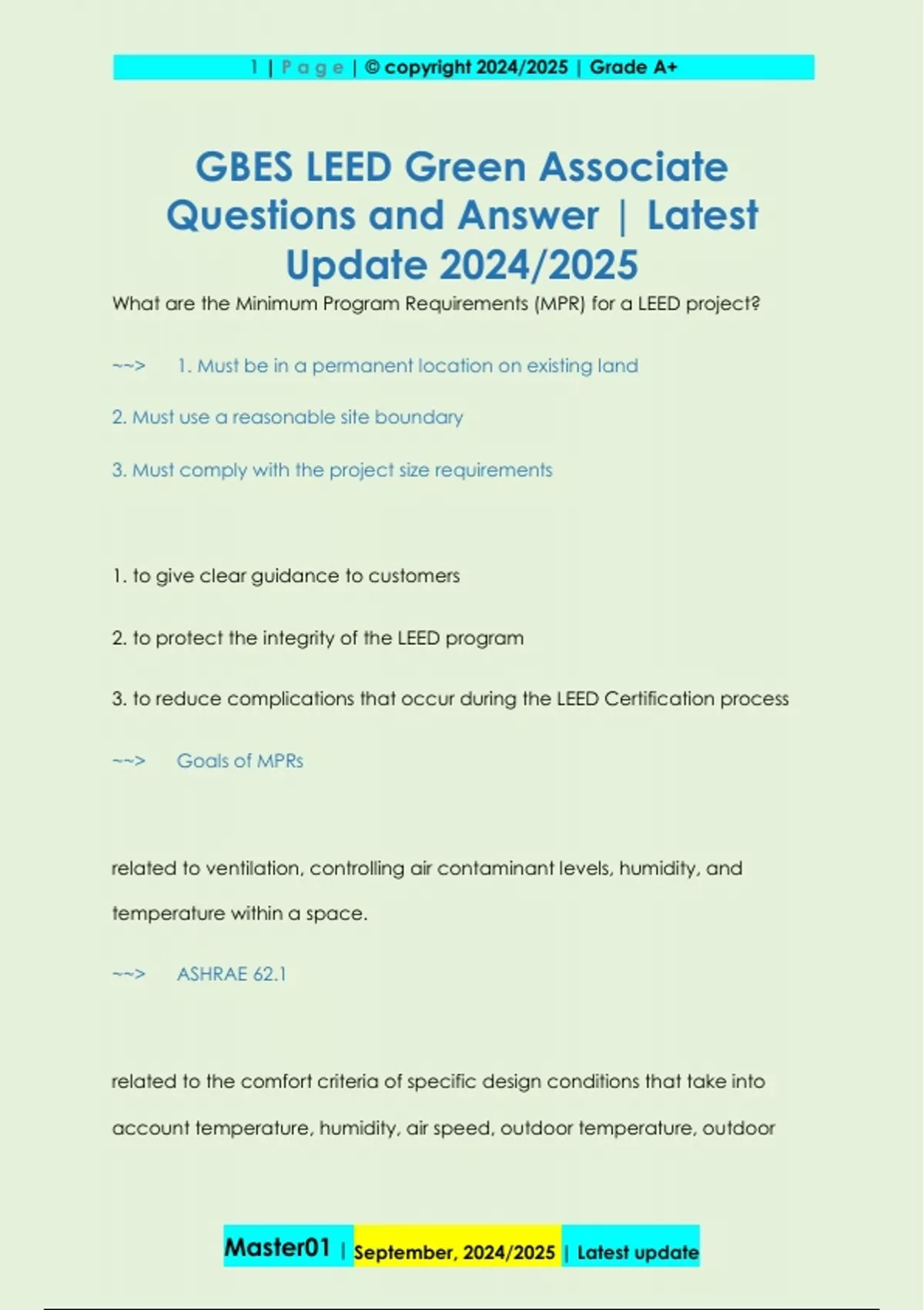 GBES LEED Green Associate Questions and Answer | Latest Update 2024/ ...