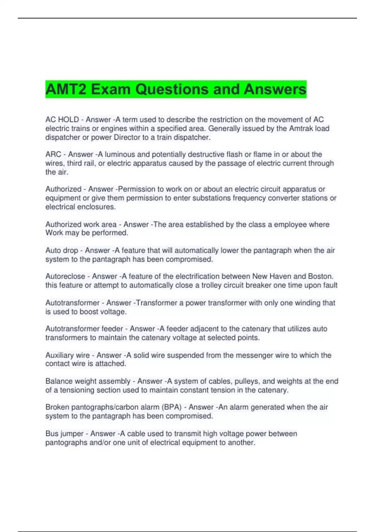 AMT2 Exam Questions and Answers 2024 - AMT 2 - Stuvia US