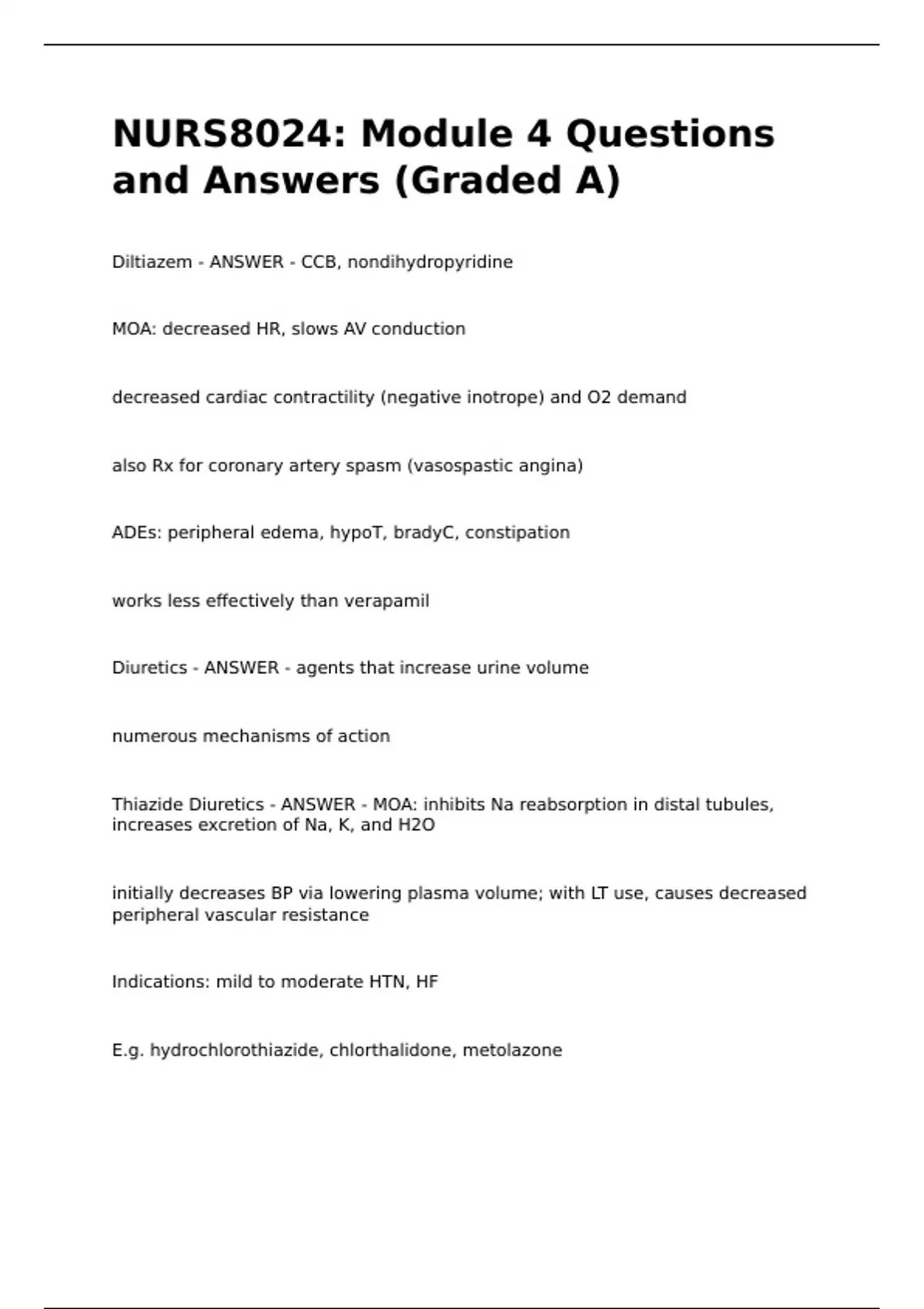 NURS8024: Module 4 Questions and Answers (Graded A) - NURS8024: Module ...