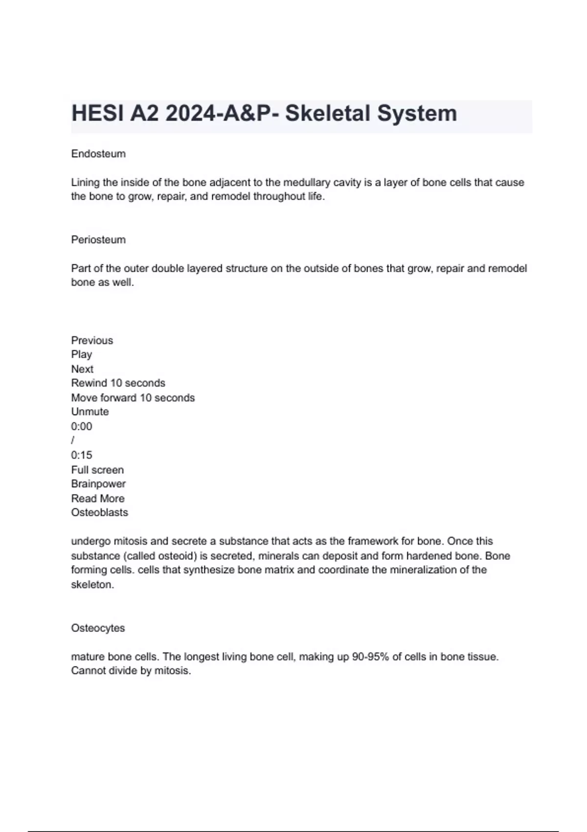 HESI A2 2024-A&P- Skeletal System Questions with complete solutions ...