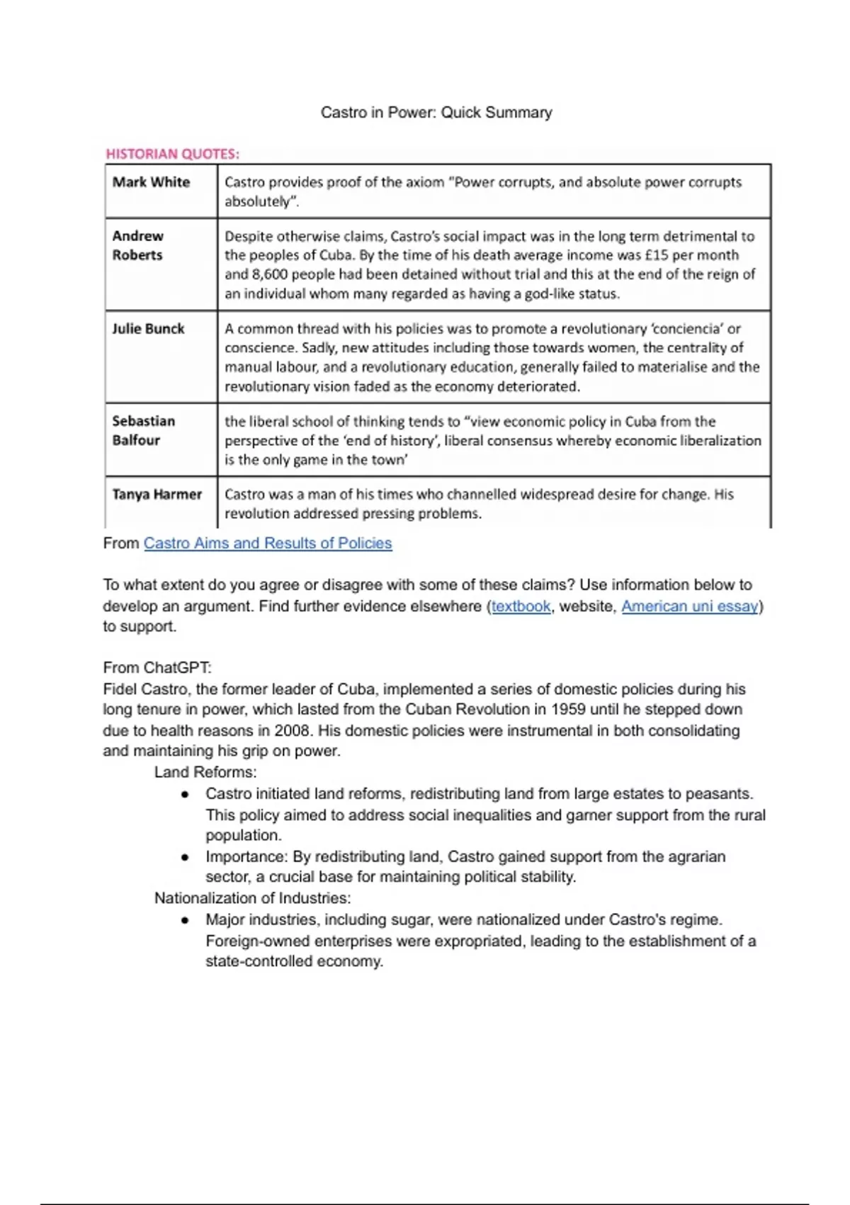 Summary - History, Cuban Civil War - History - Stuvia US
