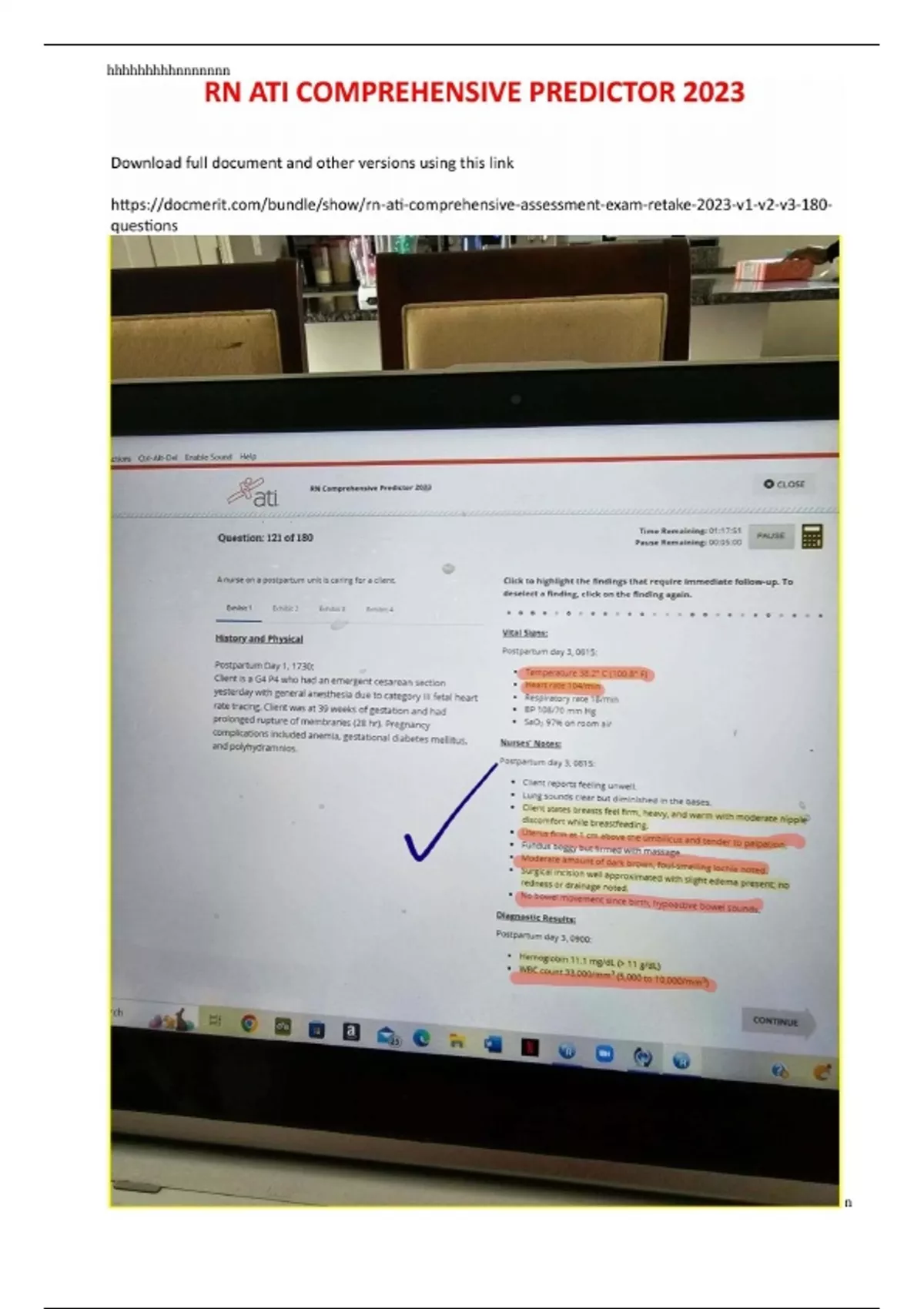 ATI RN COMPREHENSIVE PREDICTOR 2024 / 2025 REAL EXAM 180 QUESTIONS SCREENSHOTS AND ANSWERS ...