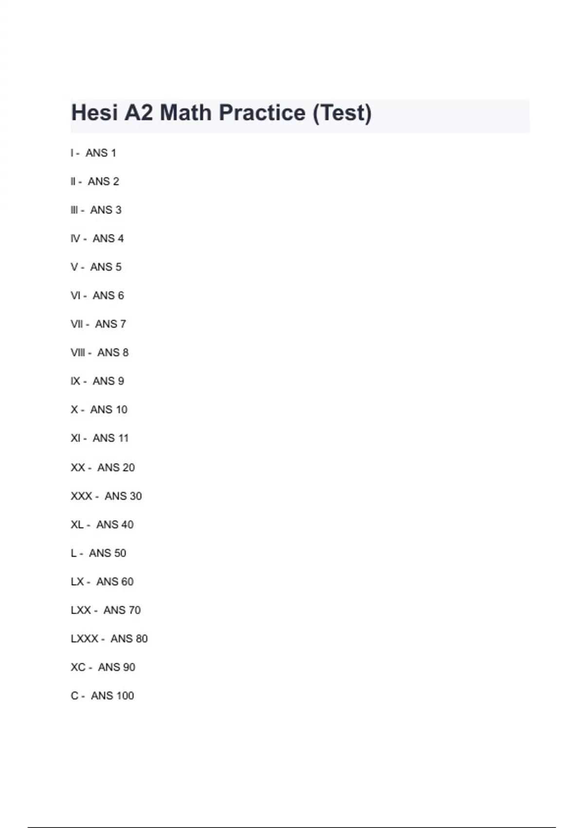HESI A2 Math Practice (Test) Exam Questions and Answers 2024/2025( A+ ...