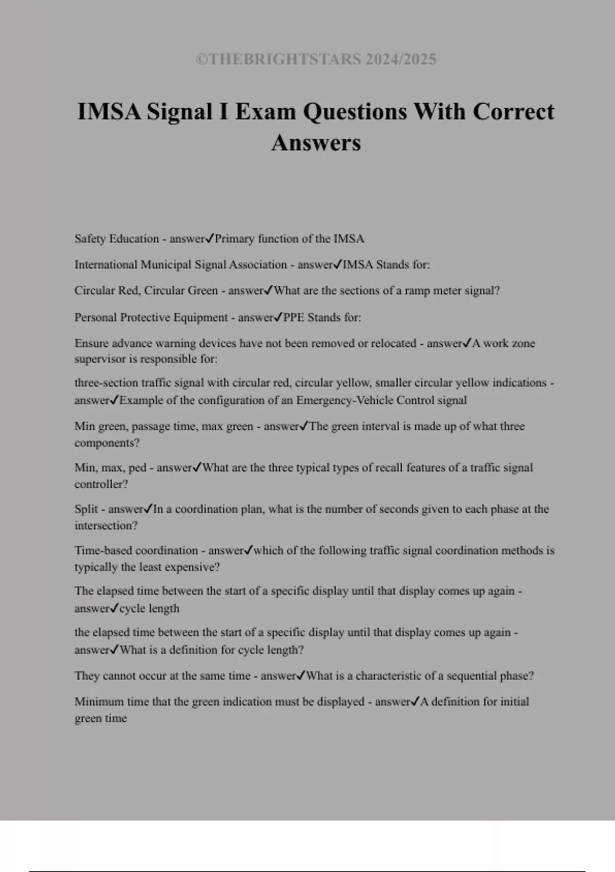 IMSA Signal I Exam Questions With Correct Answers - IMSA 1 - Stuvia US