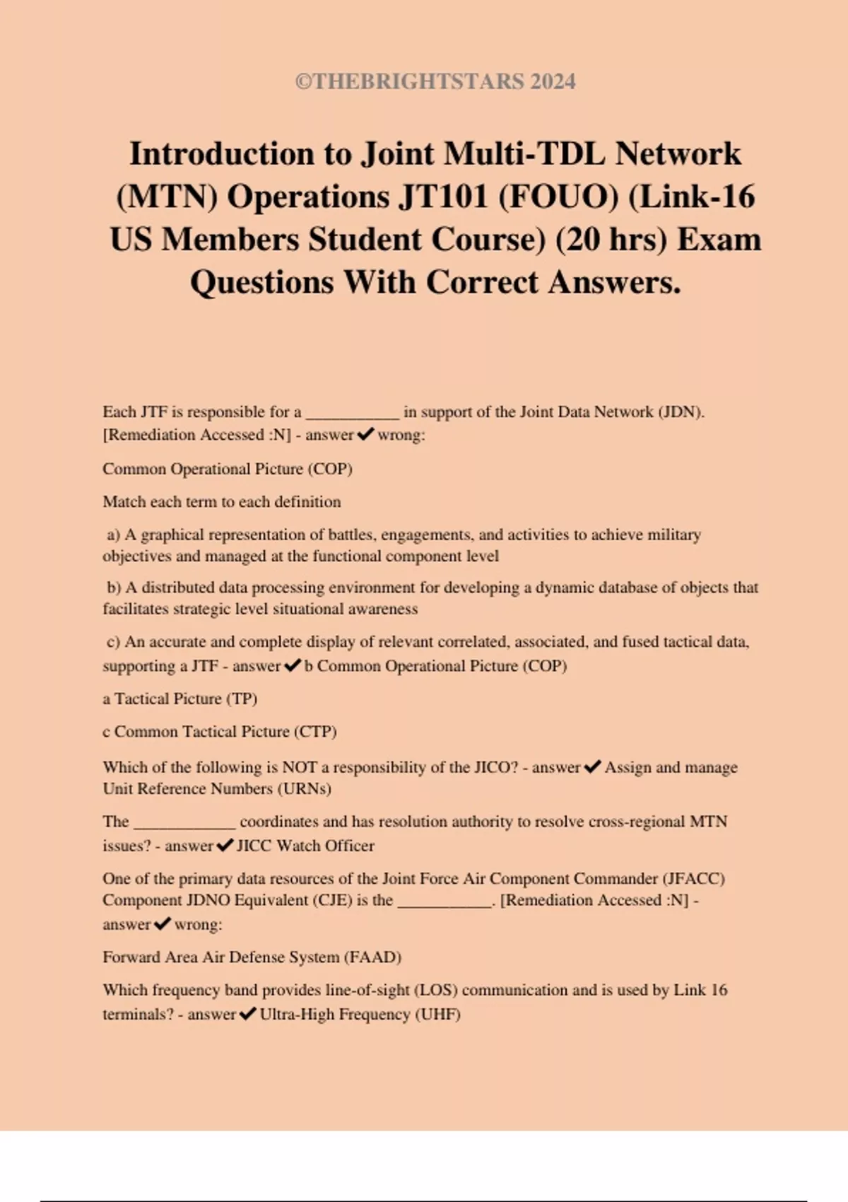 Introduction to Joint Multi-TDL Network (MTN) Operations JT101 (FOUO ...