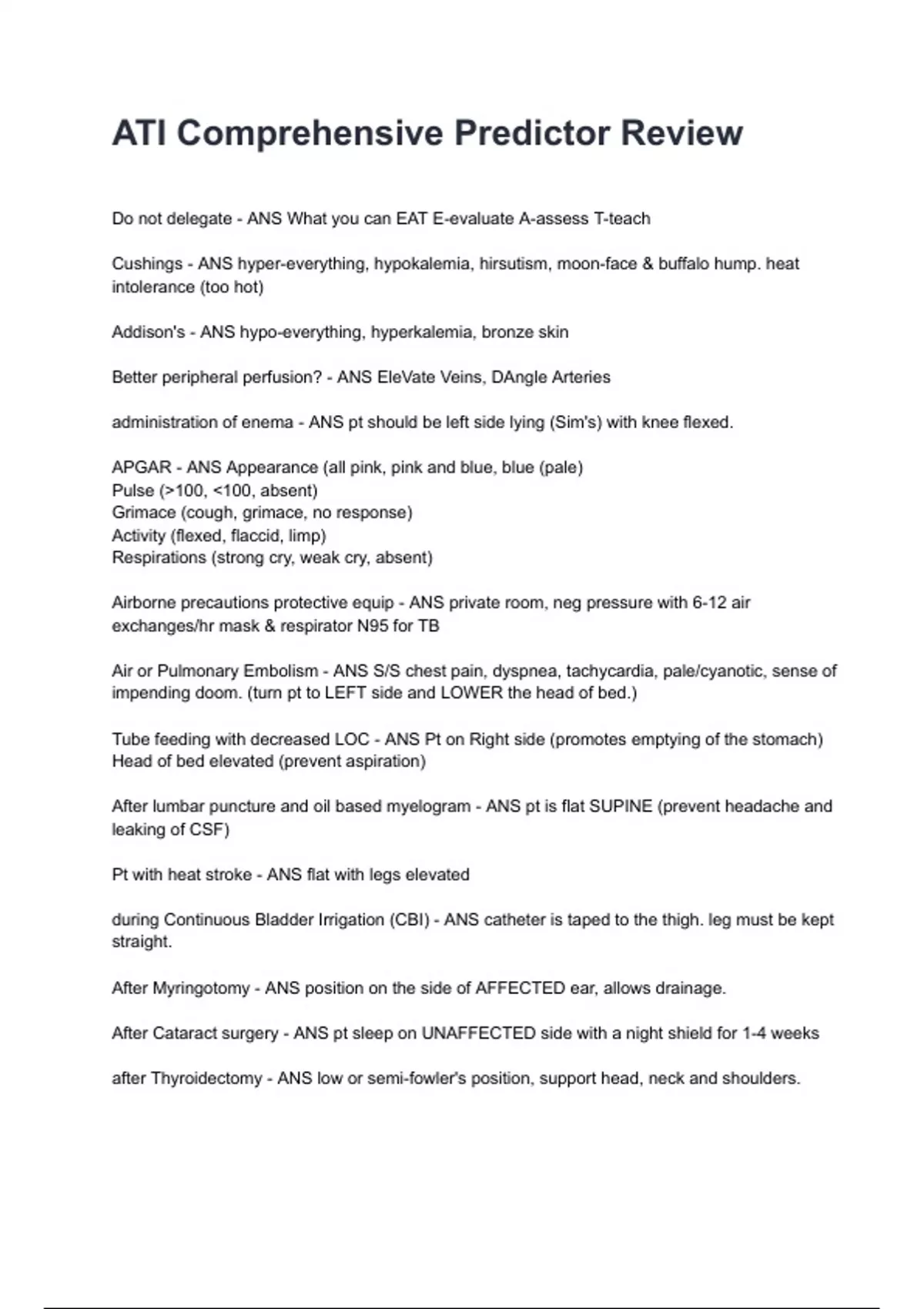 ATI Comprehensive Predictor Review Exam 2024/2025 Questions With ...