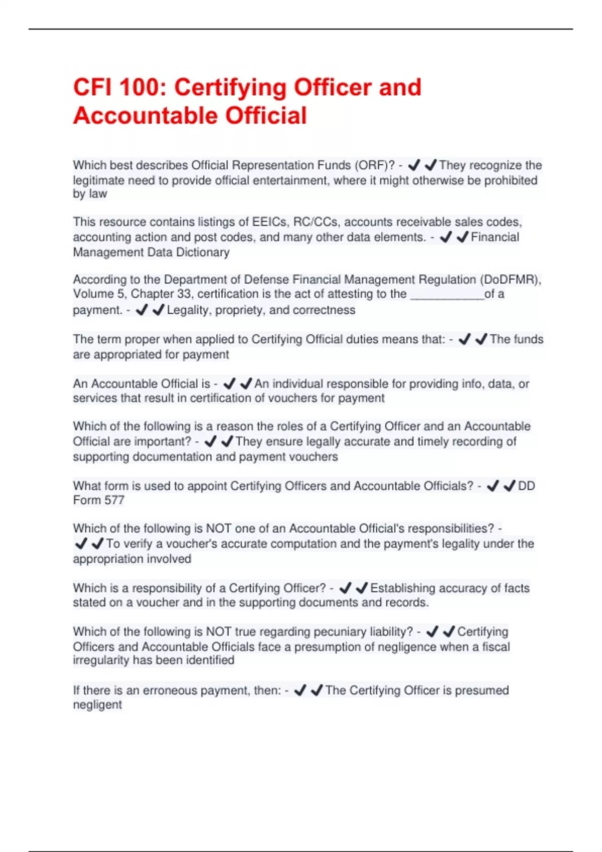 CFI 100: Certifying Officer and Accountable Official Latest Update with ...