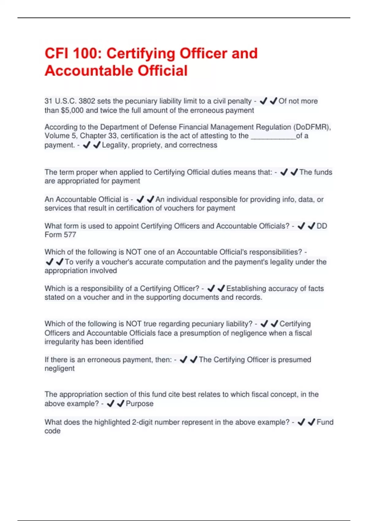 CFI 100: Certifying Officer and Accountable Official Updated 2024/2025 ...