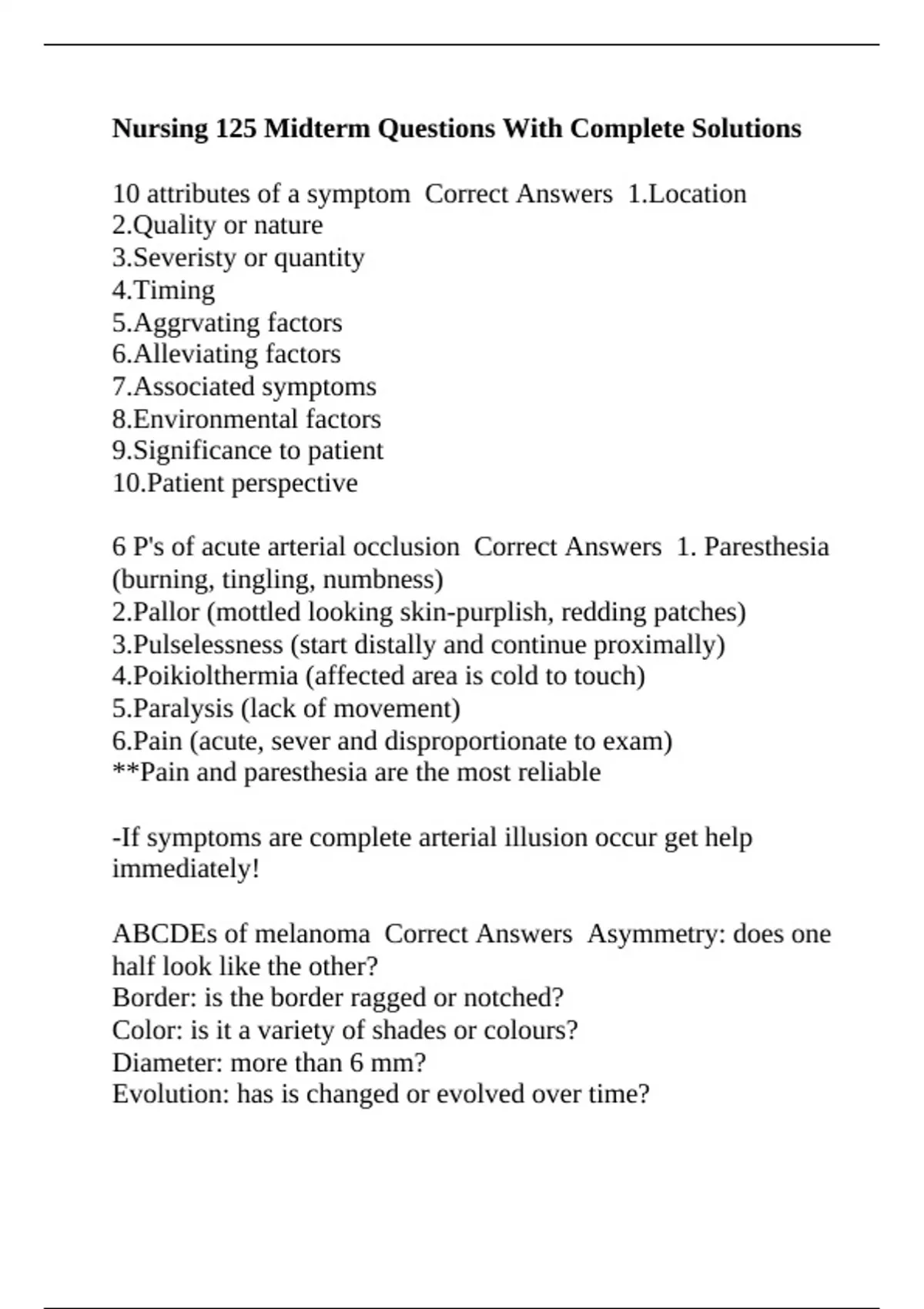 Nursing 125 Midterm Questions With Complete Solutions - Nursing 125 ...